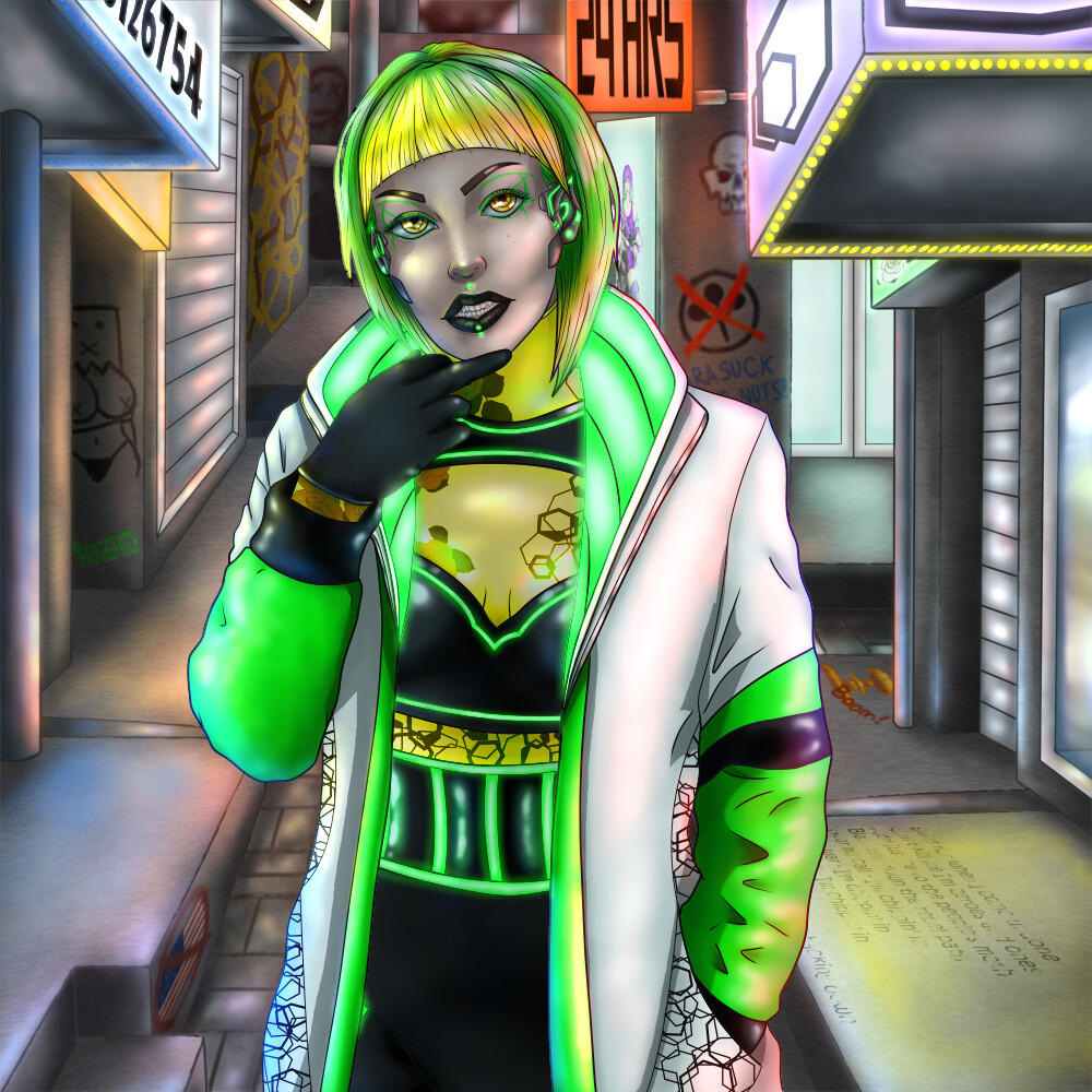 The Neon Green Witch - Zinnia Martina Acosta - Cyberpunk Red