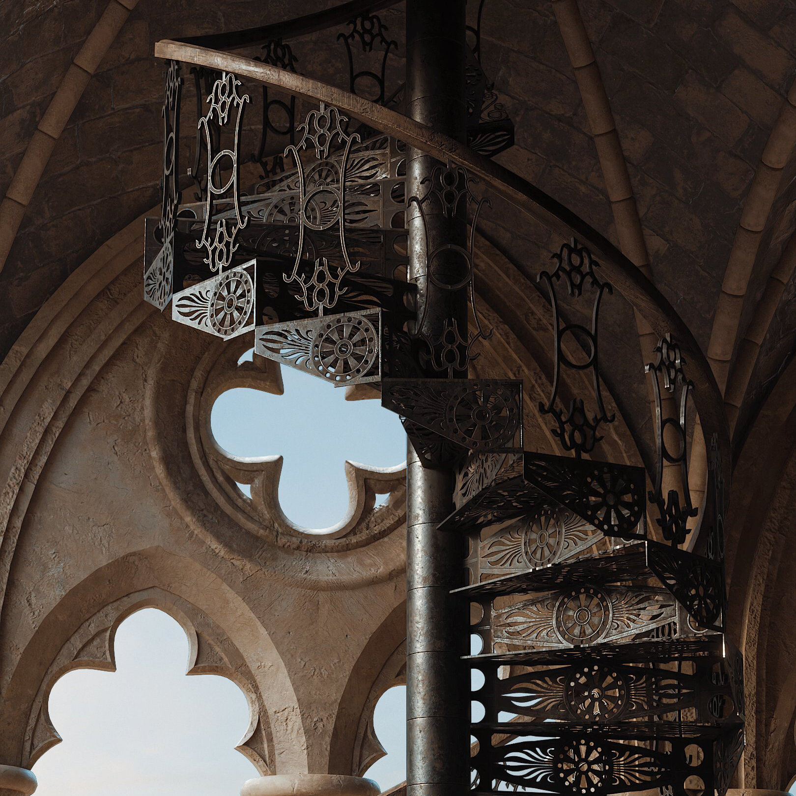 ArtStation - Spiral stairs