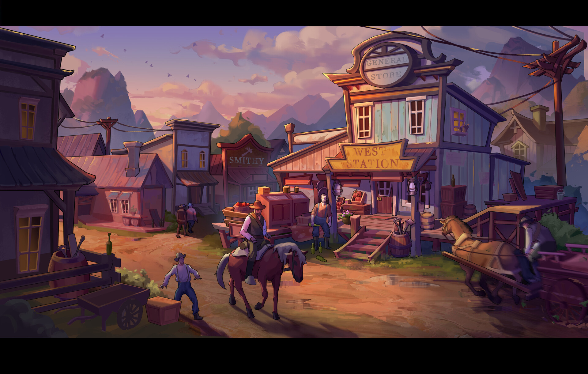 ArtStation - A Western Town.