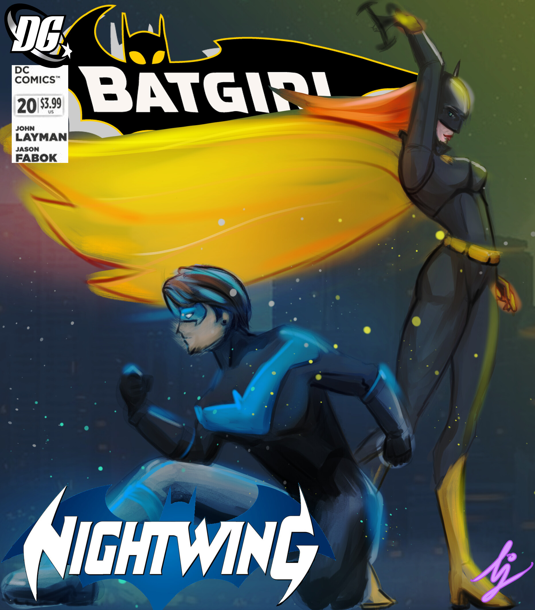 ArtStation - Unfinished Nightwing/Batgirl composition
