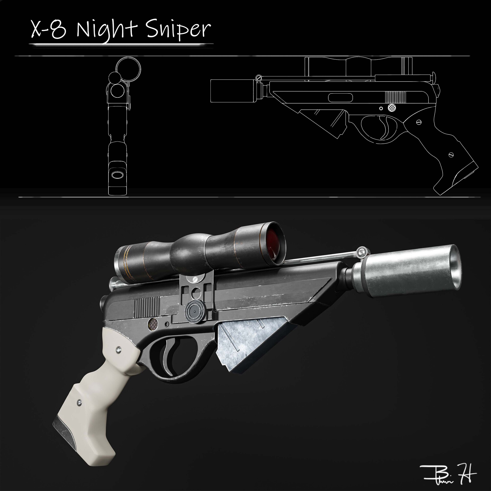 ArtStation - STAR WARS X-8 Night Sniper Blaster