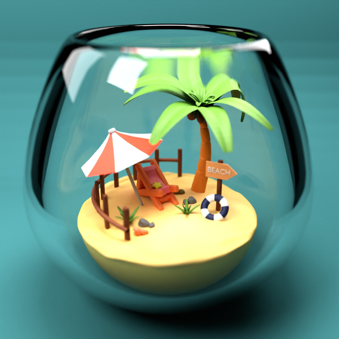 ArtStation - Tiny props: The Fishbowl with beach