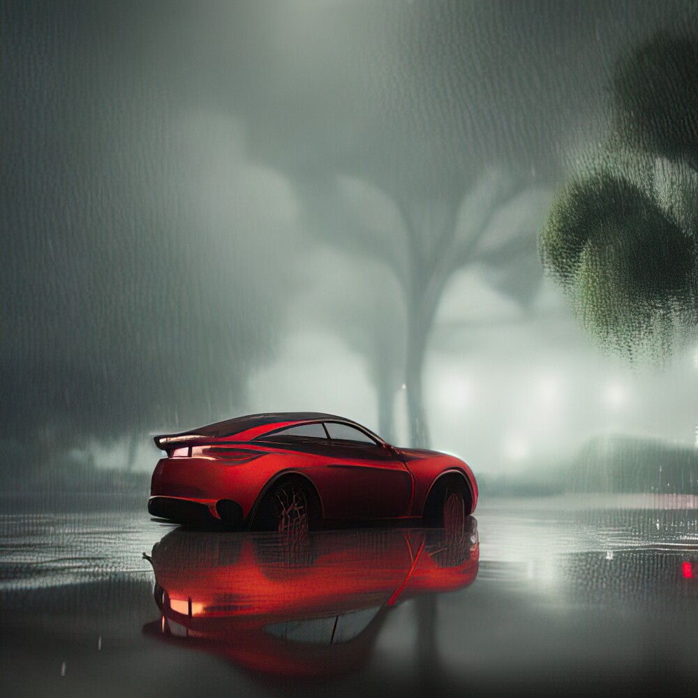 ArtStation - Car in the Rain Water