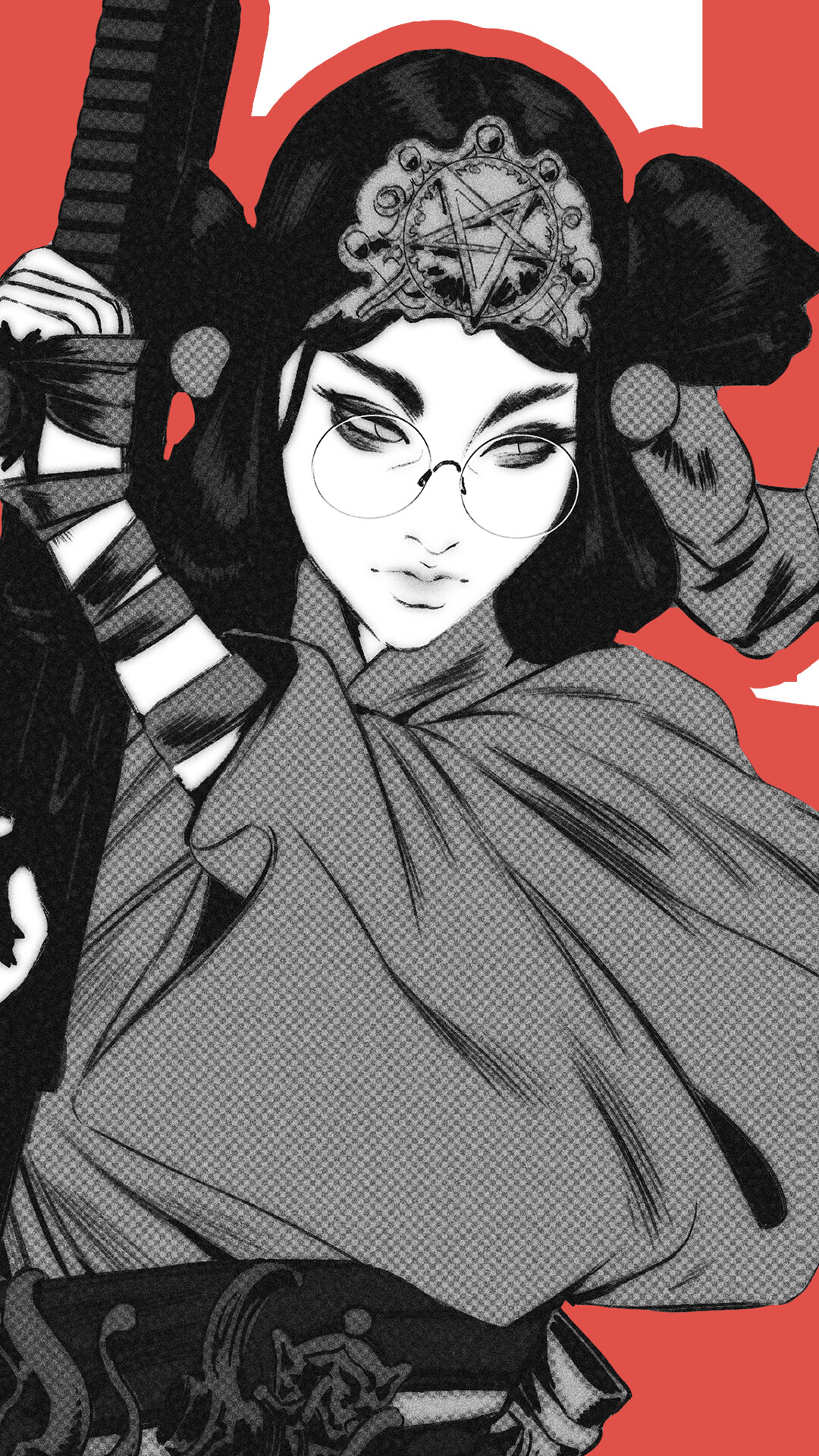 ibrahem swaid - Shinto Warrior Priestess - Shirt Design