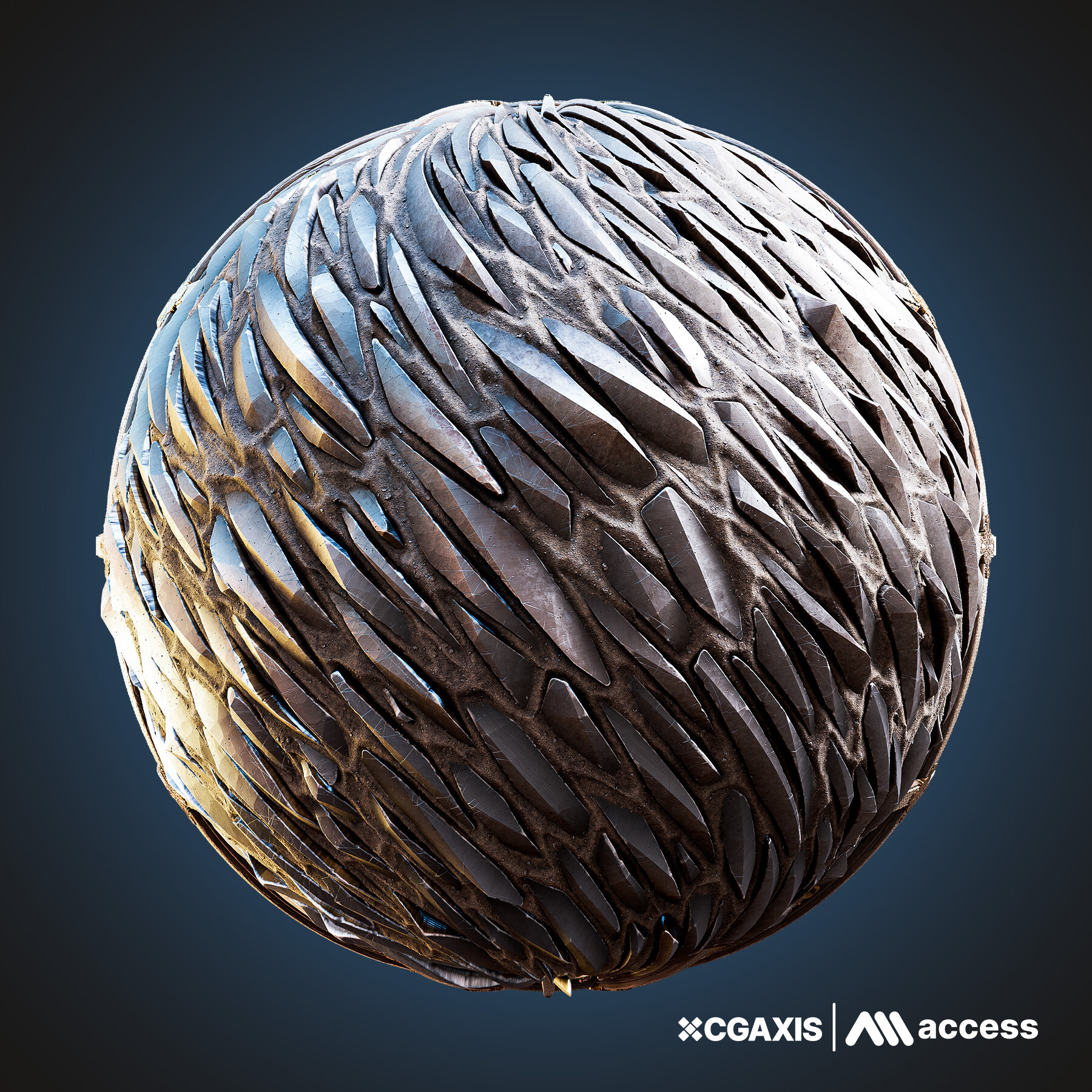 CGAxis - Metal Shards on Sand (PRB material x PBR texture)