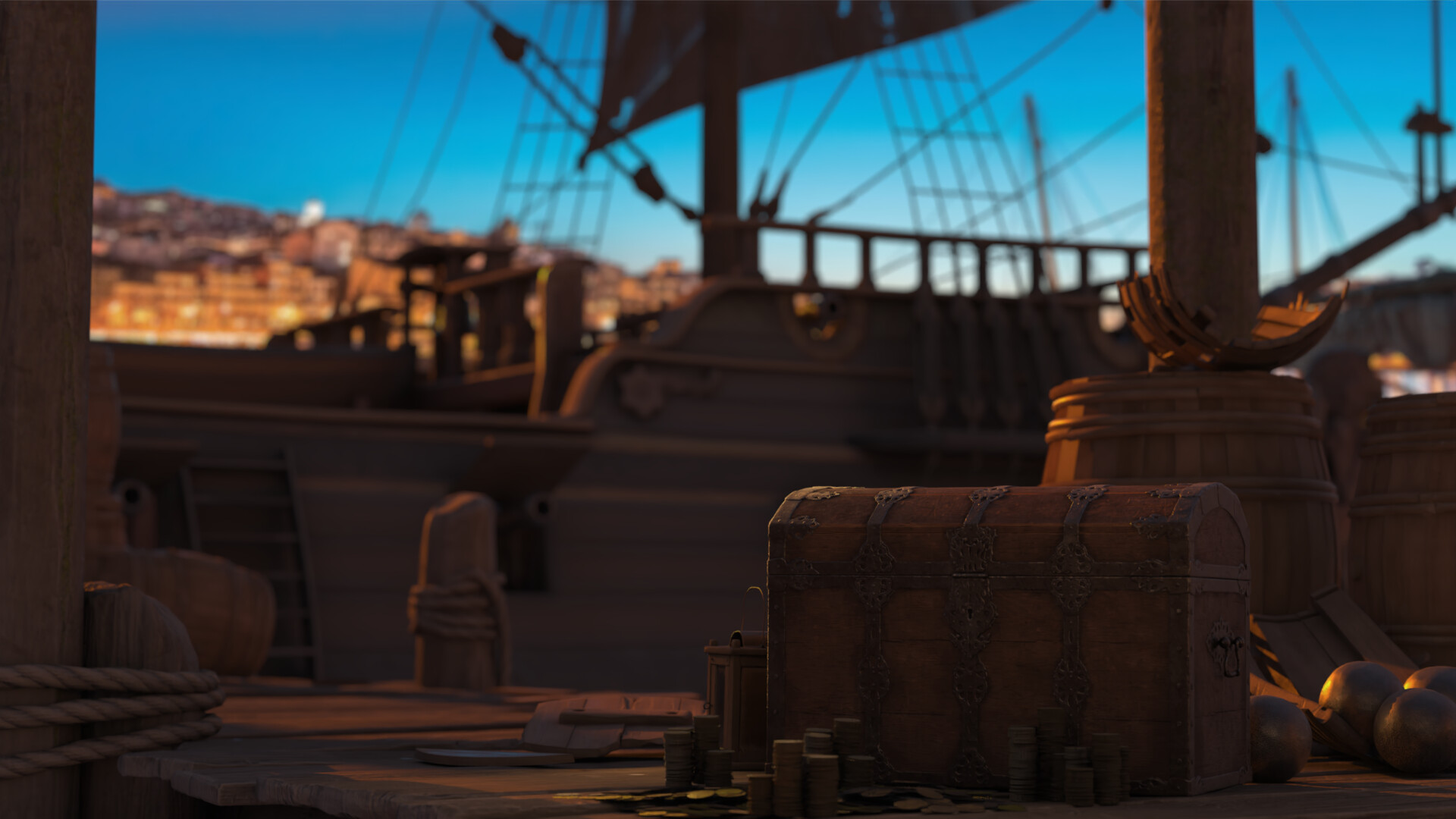 ArtStation - Pirate's Pay Day (Houdini Scene Comp Study)