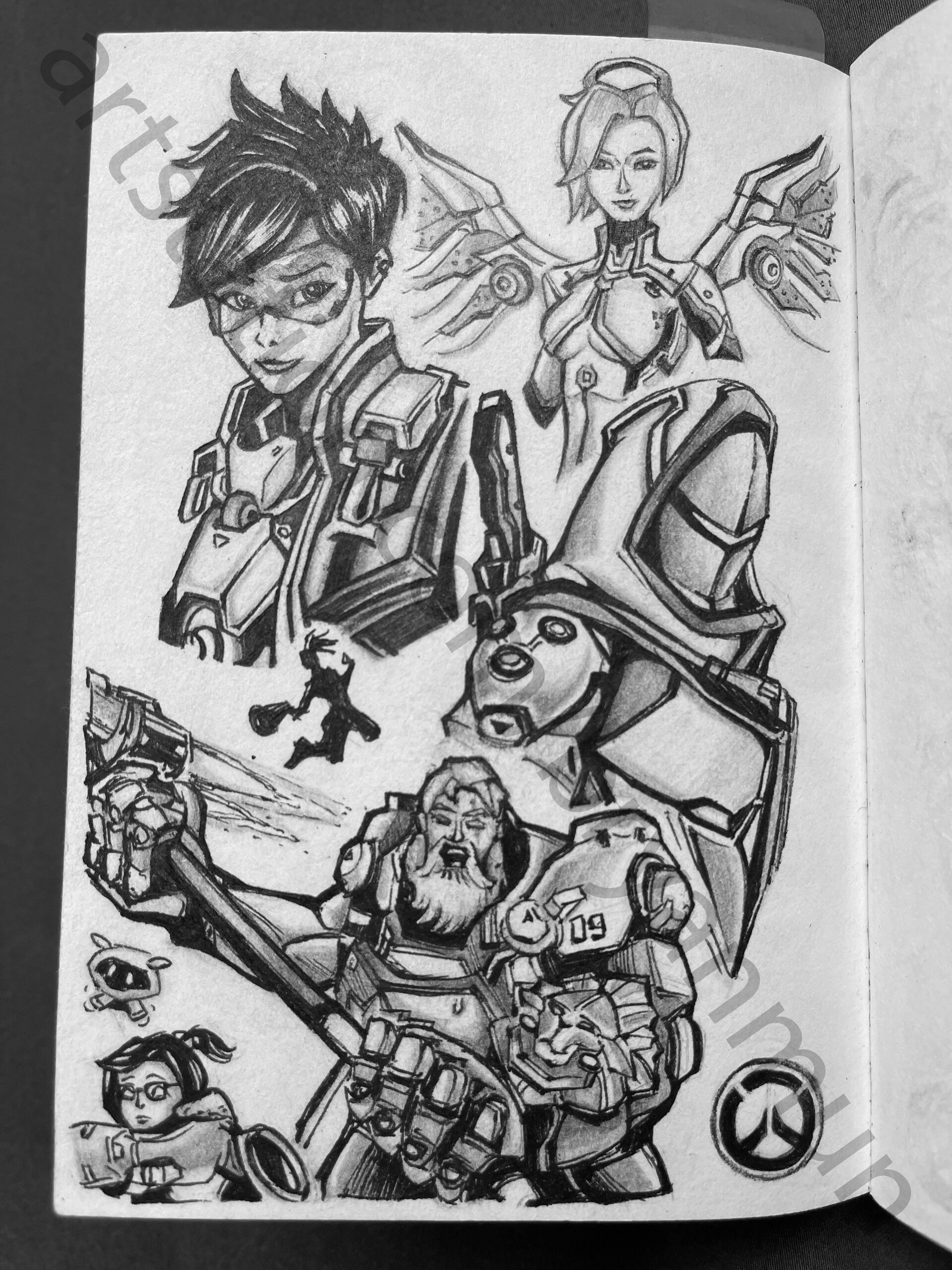 ArtStation - Overwatch 2 pencil and ink sketch