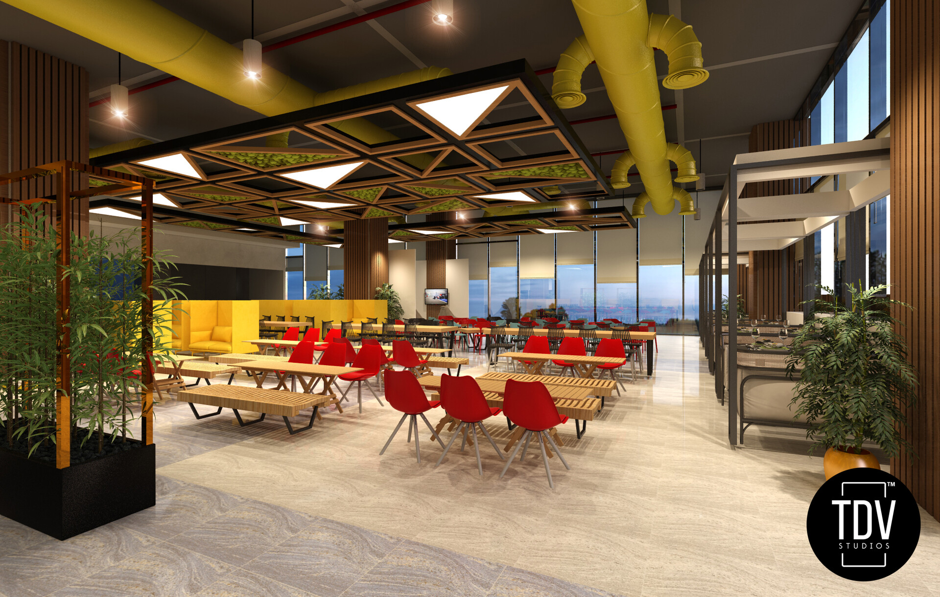 ArtStation - 3D Commercial Office cafe view.