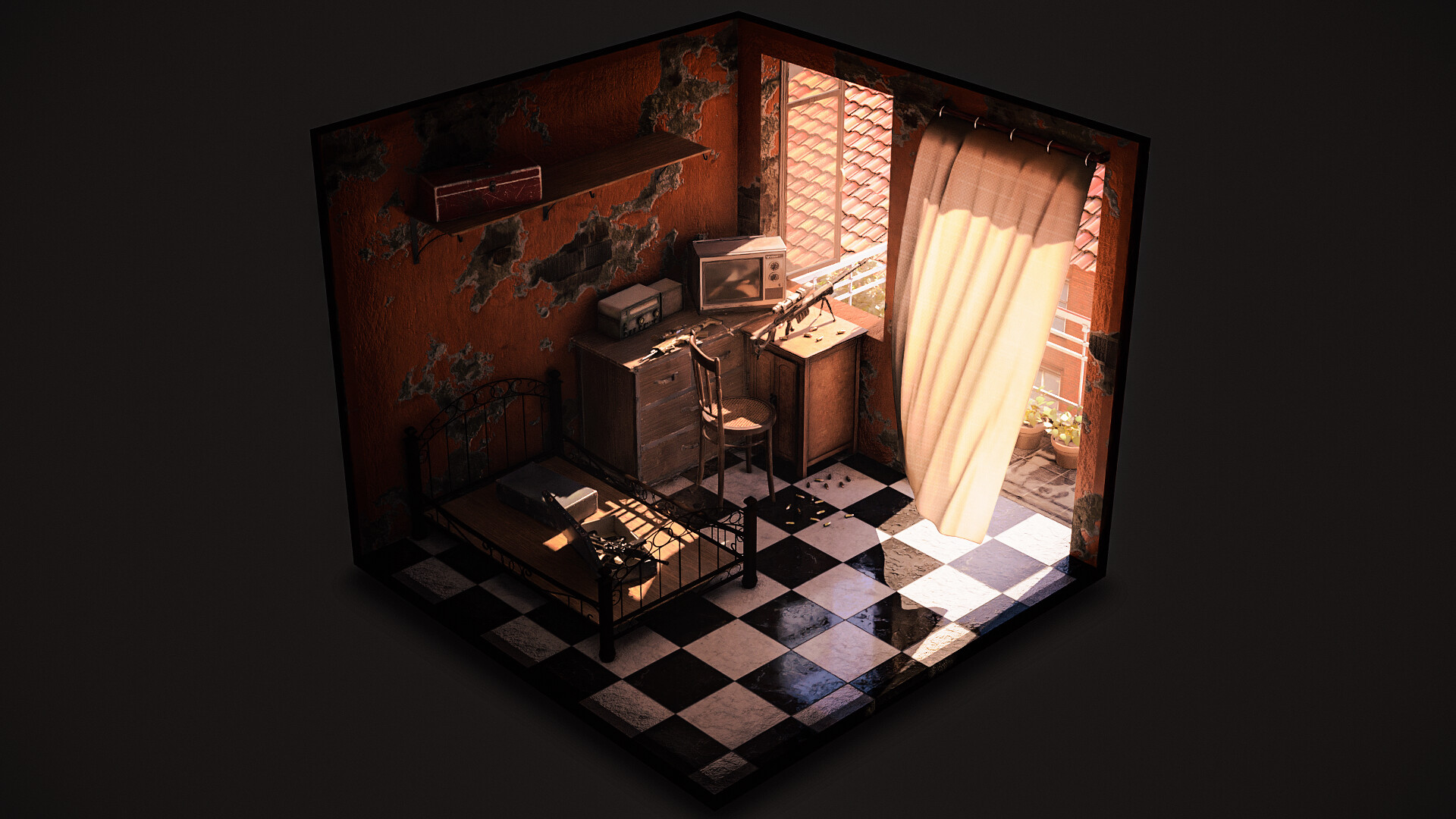 ArtStation - Isometric Room ~ The Godfather's Skyscraper