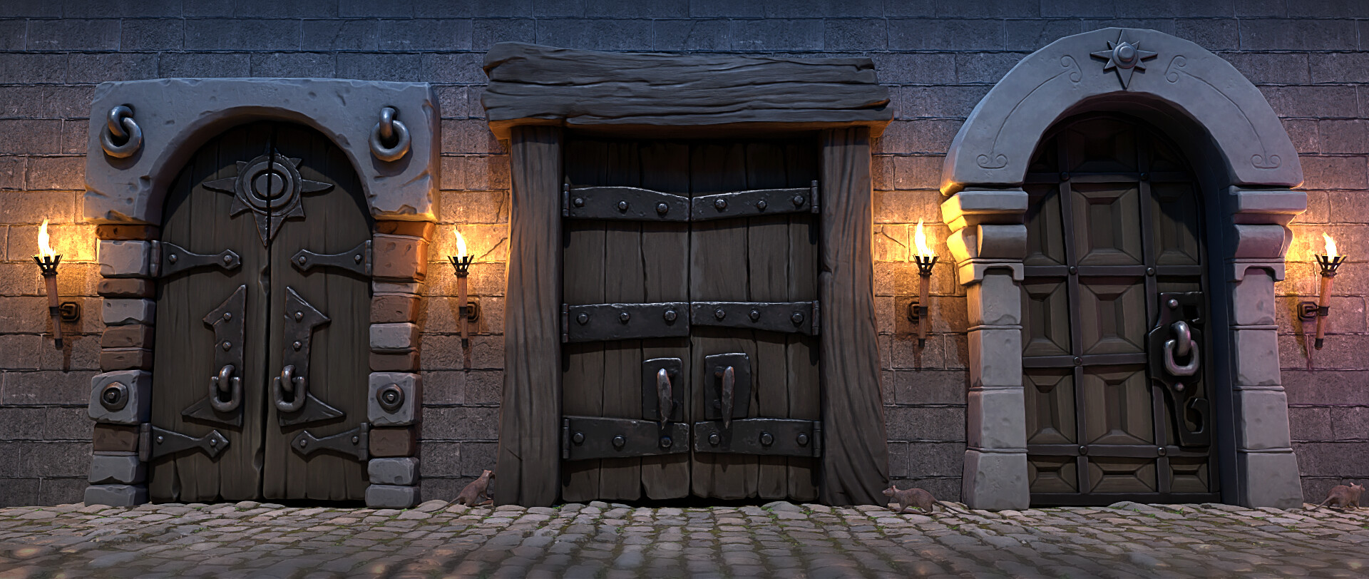 ArtStation - Three Medieval Doors (concept by Jonathan Kirtz)