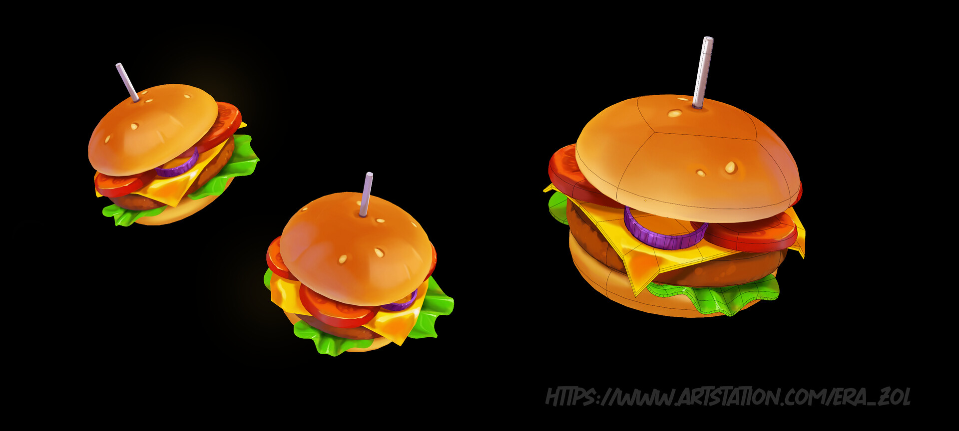 ArtStation - burger handpaint props