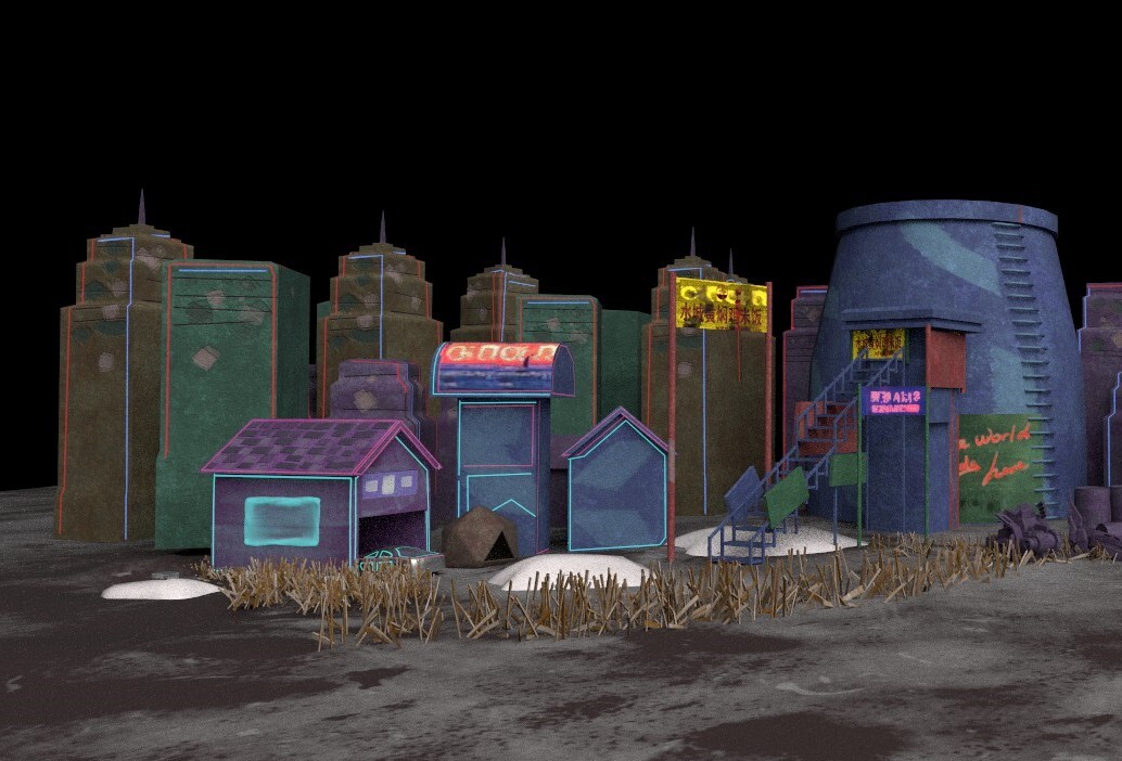 ArtStation - 3D scene:City based on original concept art (3DSmax ...