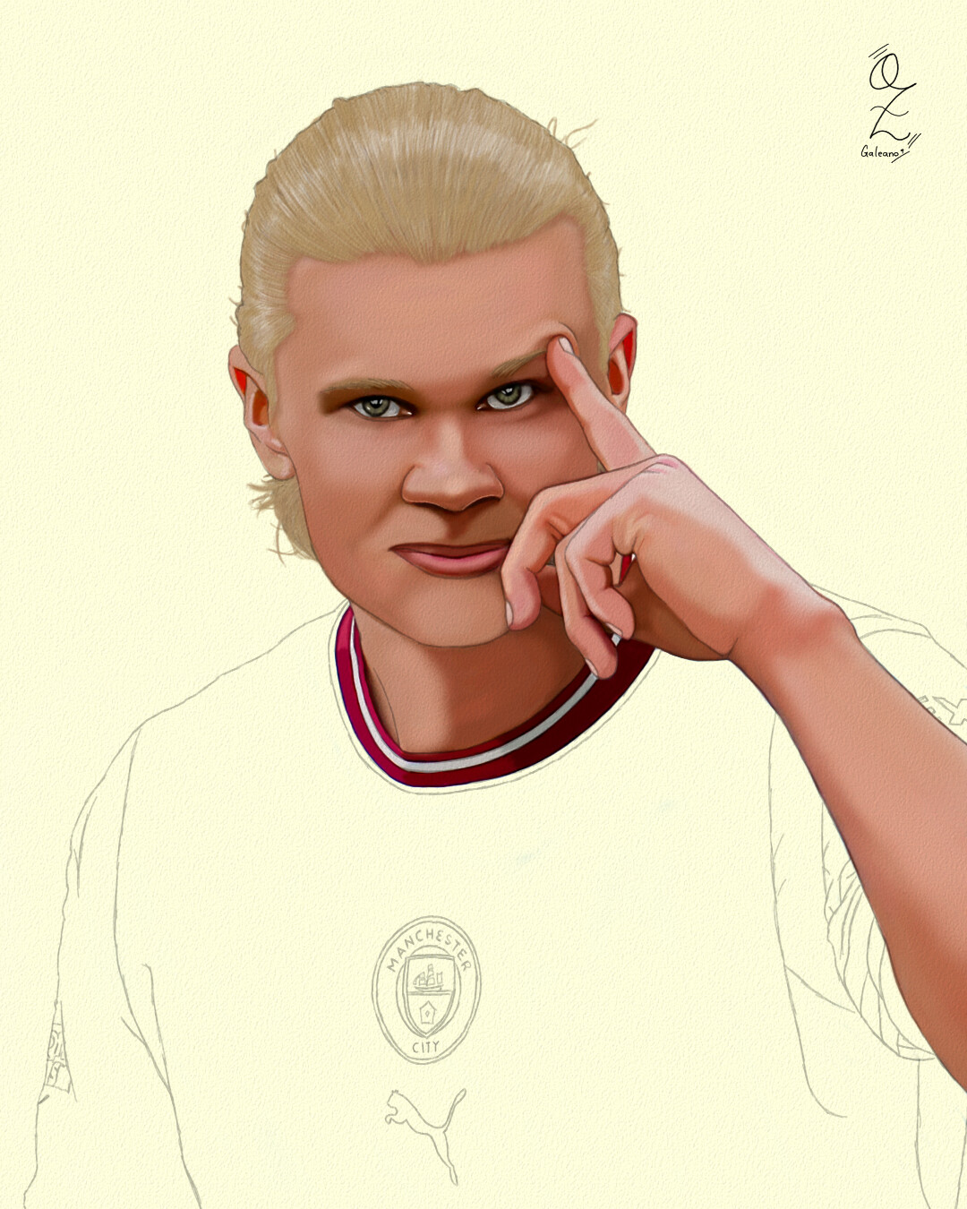 ArtStation - Erling Haaland Portrait sketch by Oz Galeano