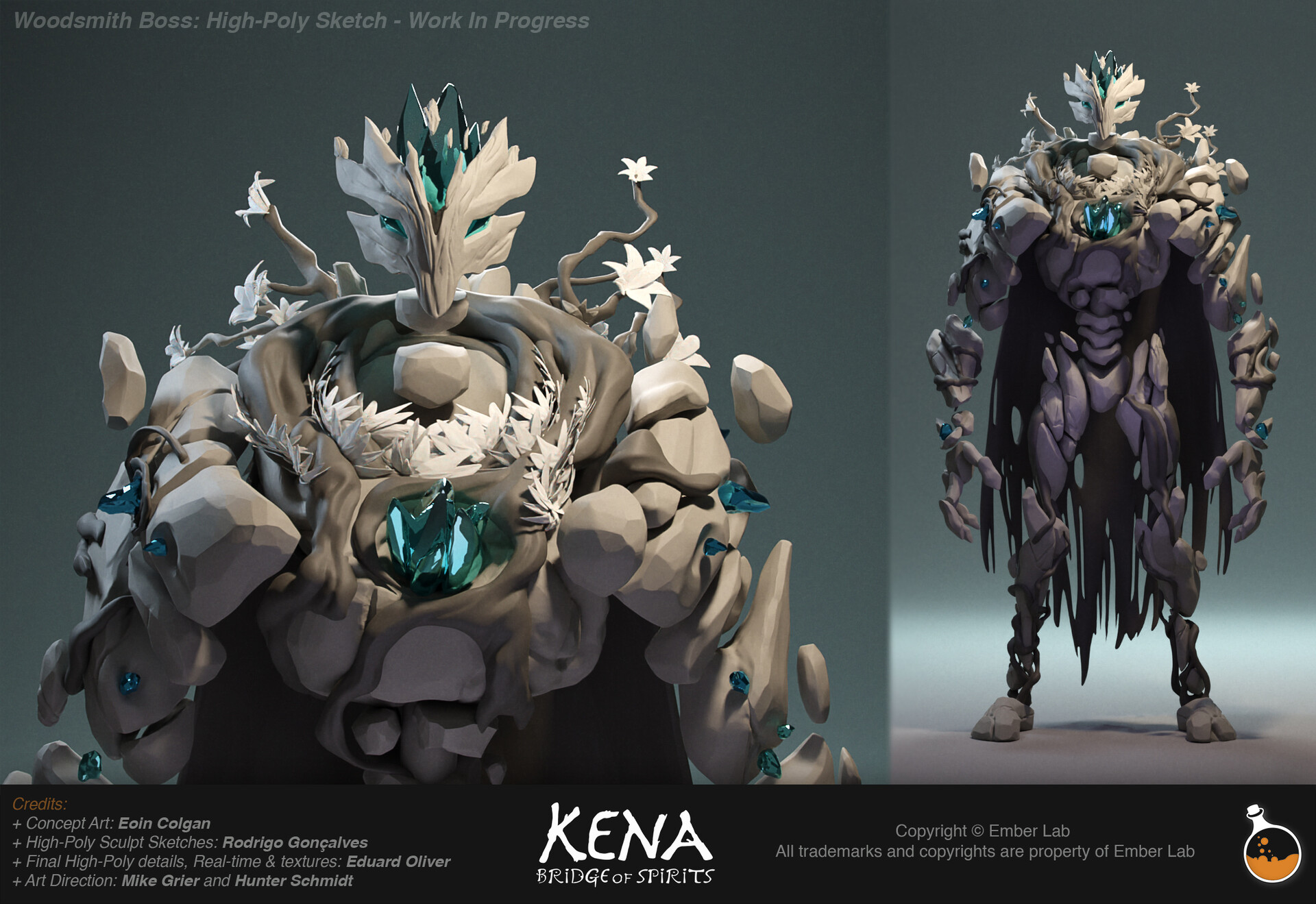 Rodrigo Gonçalves - Kena: Bridge of Spirits - Woodsmith Boss: 3D Sketches