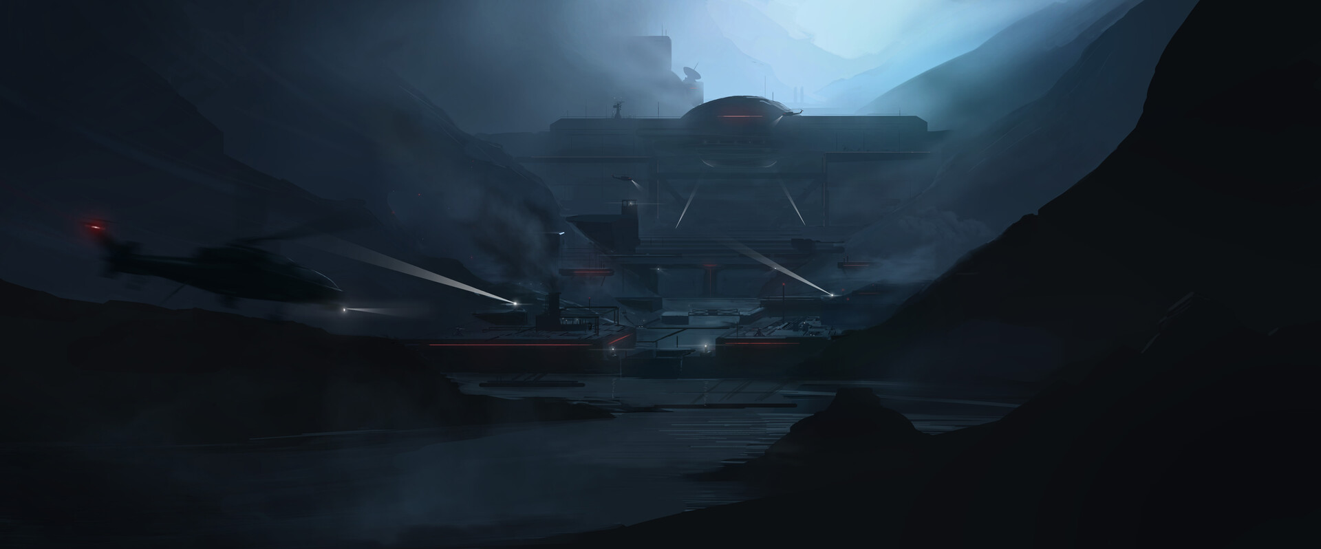 ArtStation - Dark Military base (concept sketch)