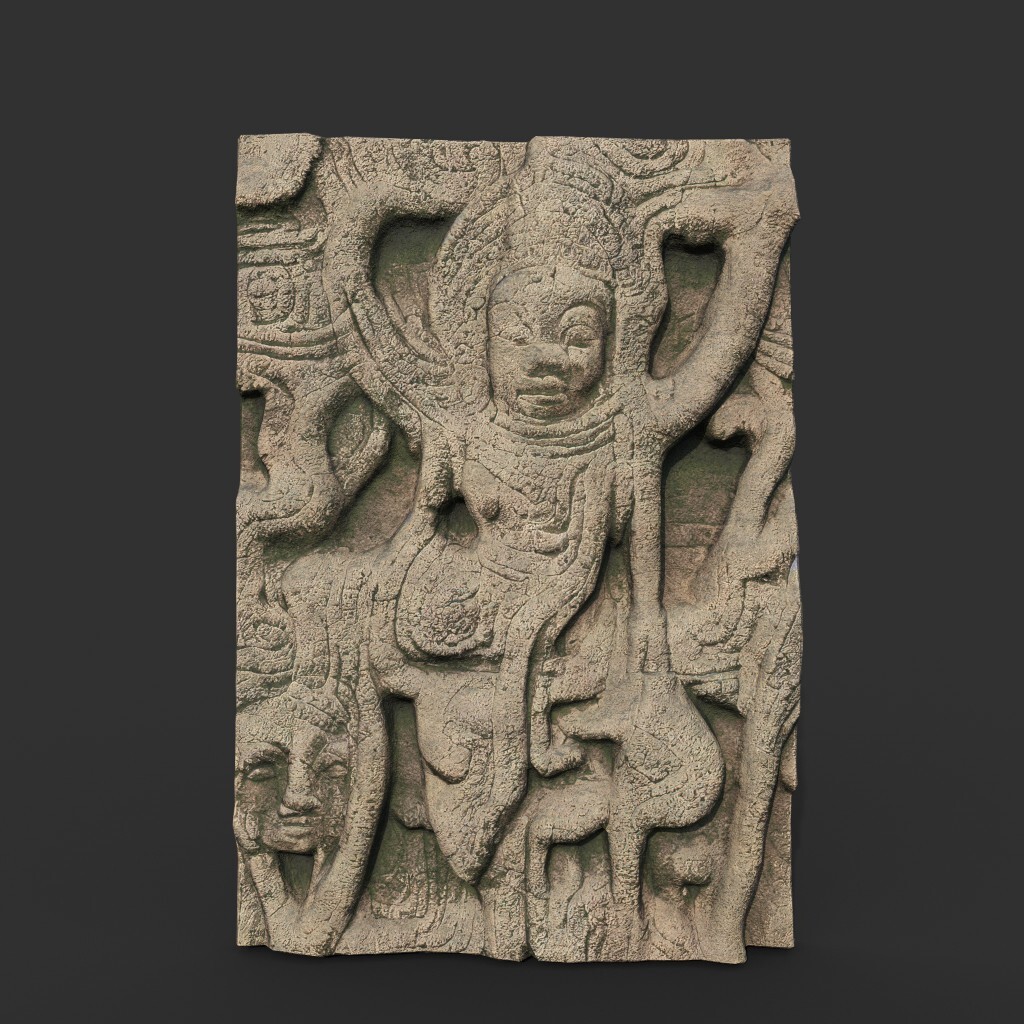 3D Models by 3D Landscape - Low poly Ancient Khmer Temple Wall modular ...