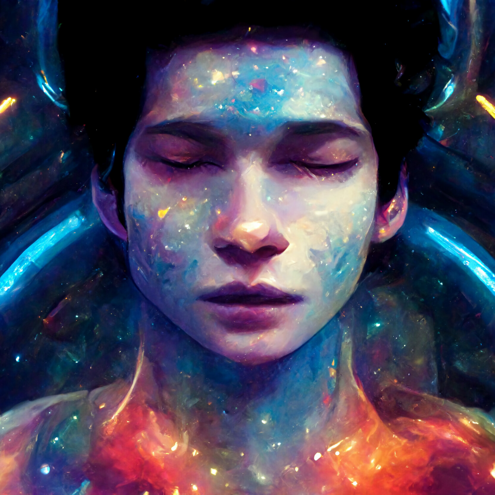 ArtStation - Mind in the Galaxy, Galaxy in the body, dreams in the mind. (AI-Generated Artwork.)