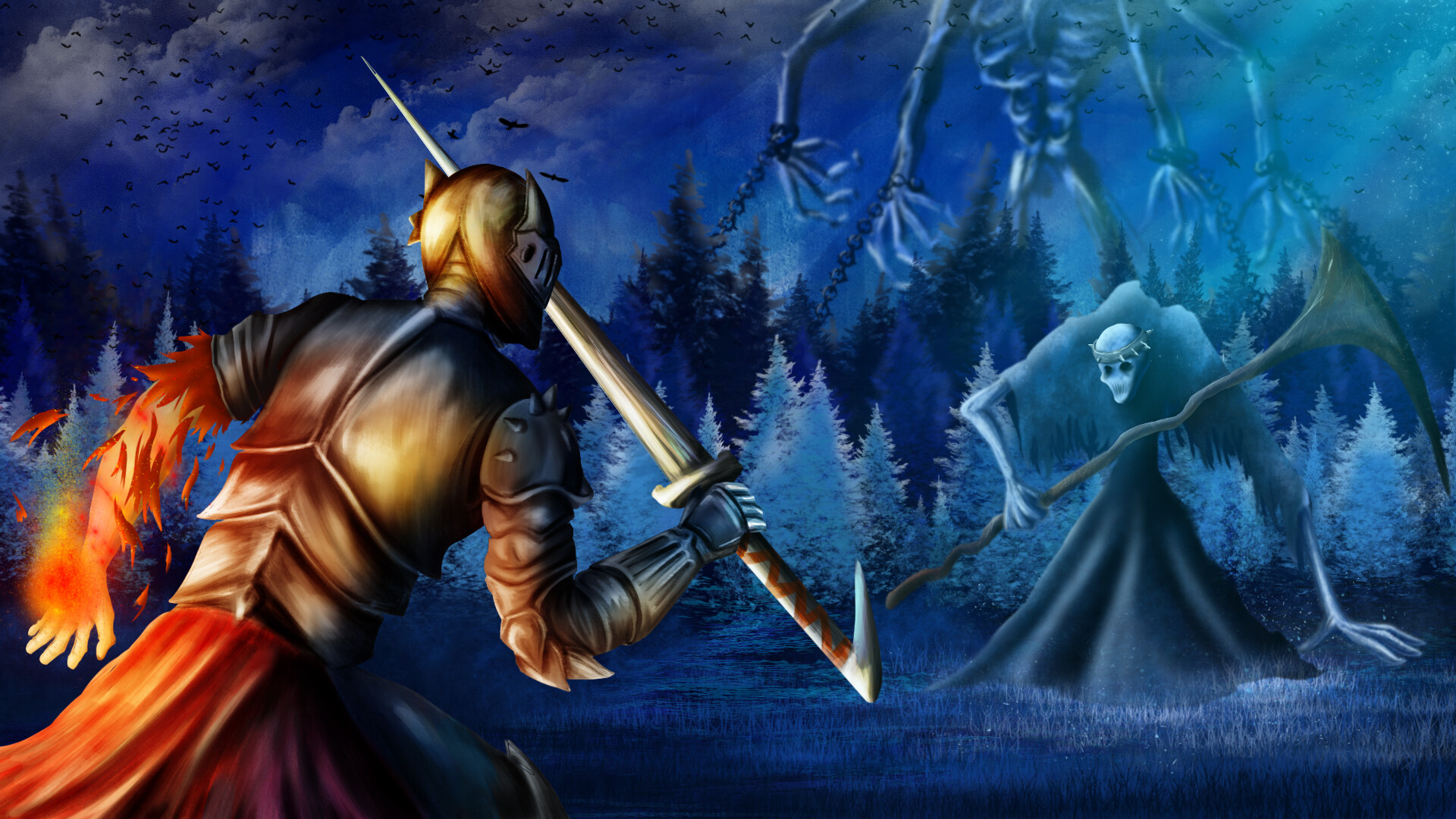 ArtStation - Knight vs Necromancer Digital Painting