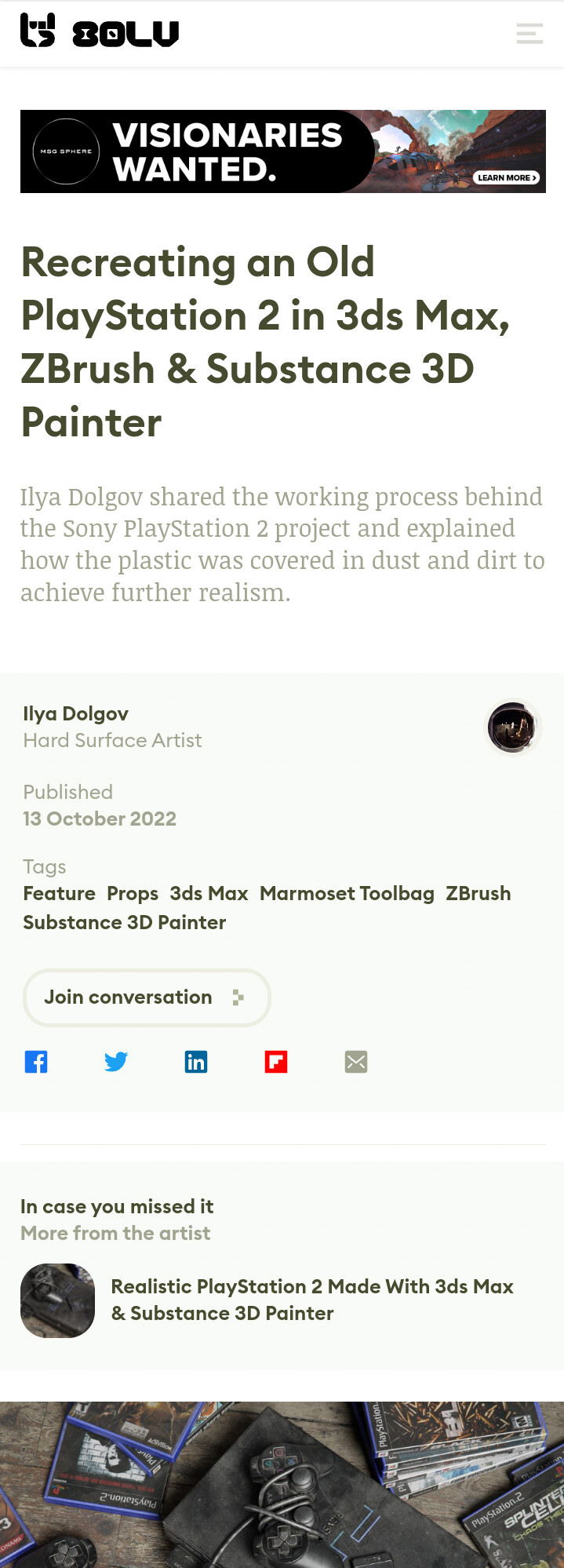 Ilgis Fatykhov (AKA Ilya Dolgov) - Recreating an Old PlayStation 2 in 3ds Max, ZBrush ...