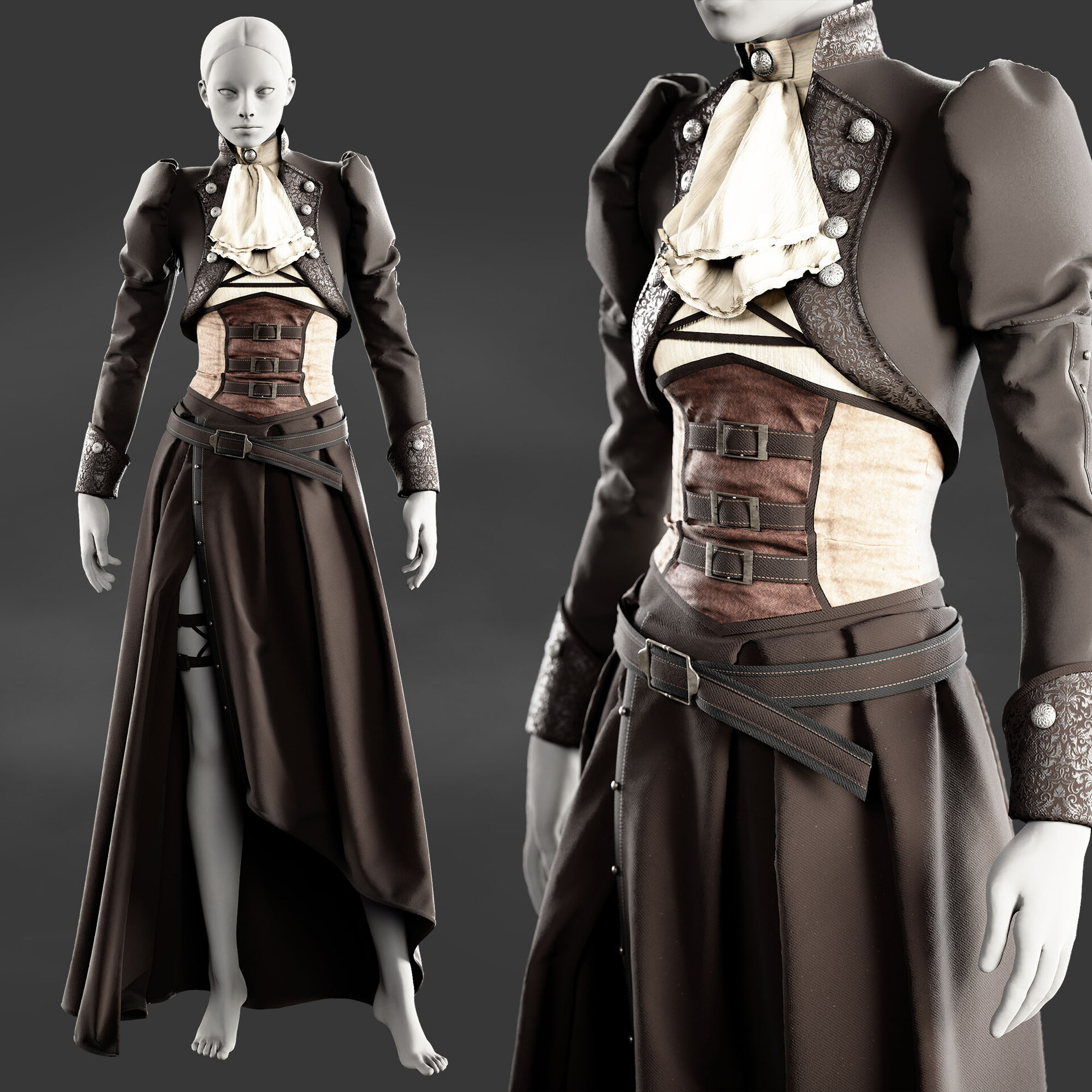 ArtStation - Gothic dress 001 /Marvelous Designer / 4k Textures/Smart ...