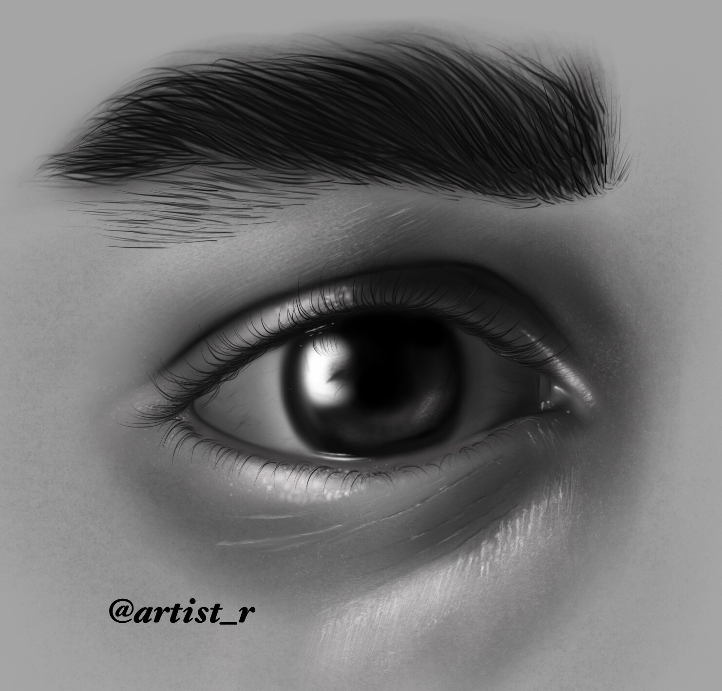 ArtStation - Black and white digital artwork of an eye