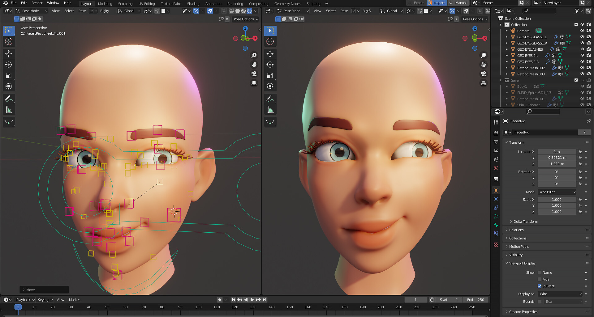 Phong Ly - Rigging Female Face in Blender