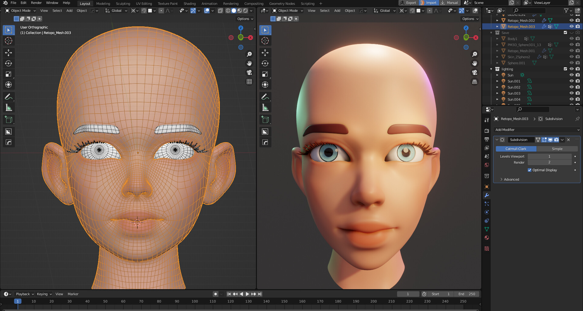 Phong Ly - Rigging Female Face in Blender