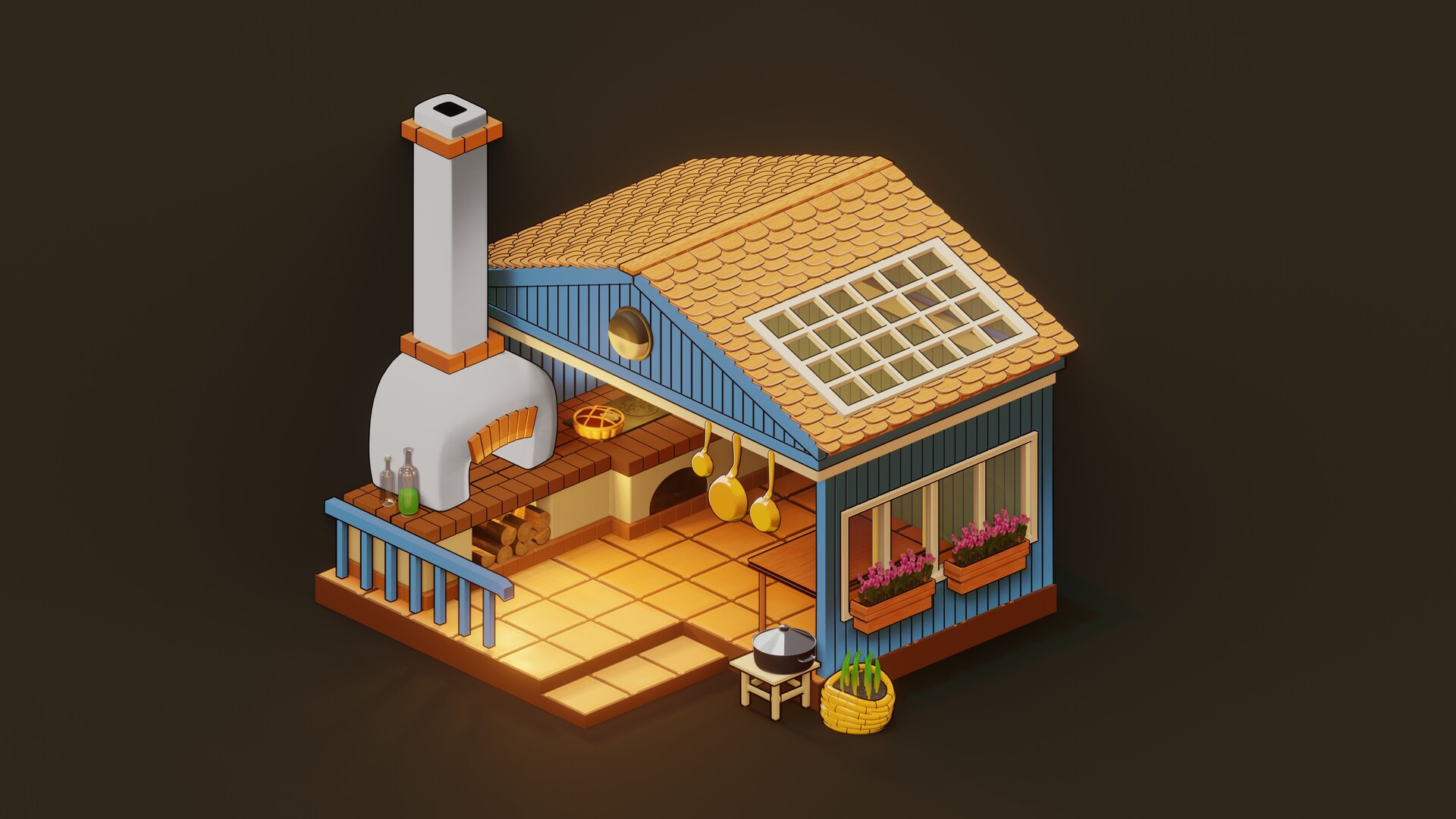 ArtStation - 3D stylized house isometry