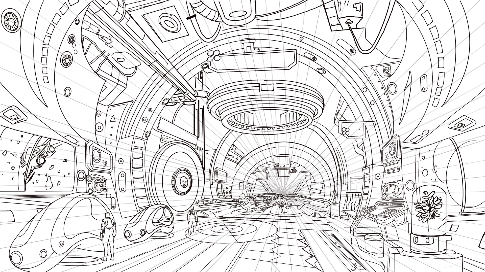 futuristic environment drawing