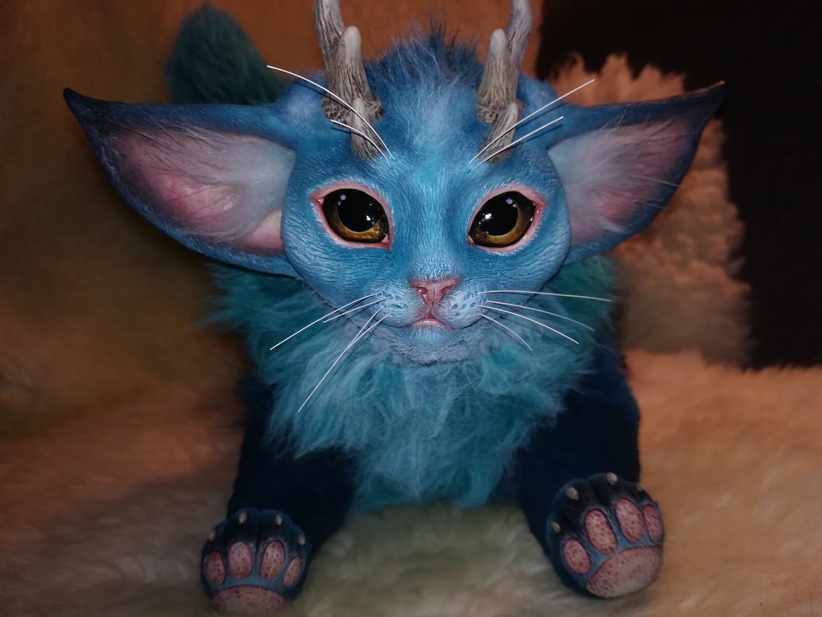 Agnieszka Wróblewska - Horned Turquoise Cat art doll
