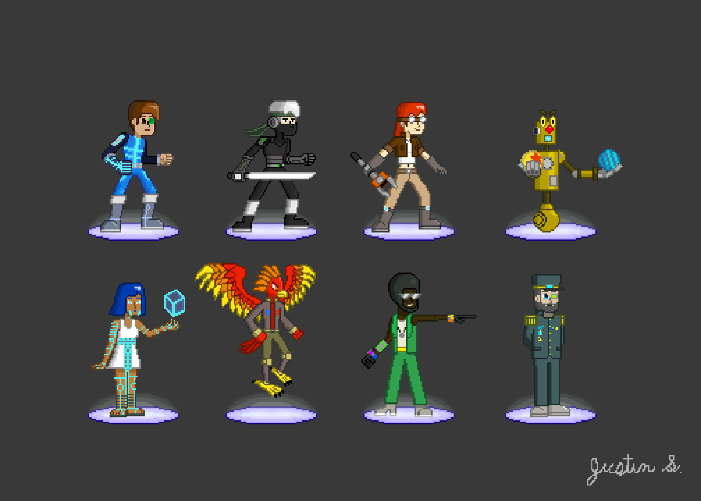 ArtStation - Cybernetic Heroes Pixel Artworks