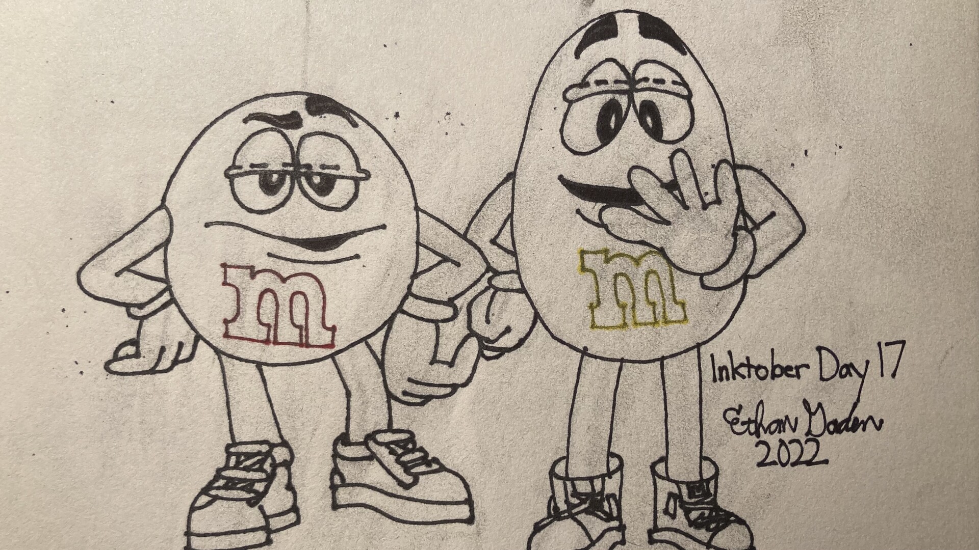 ArtStation - Inktober Day 17 - Red and Yellow M&M