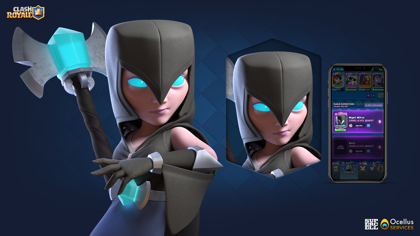 Ocellus - SERVICES - Clash Royale - Night Witch : UI icon and new pose