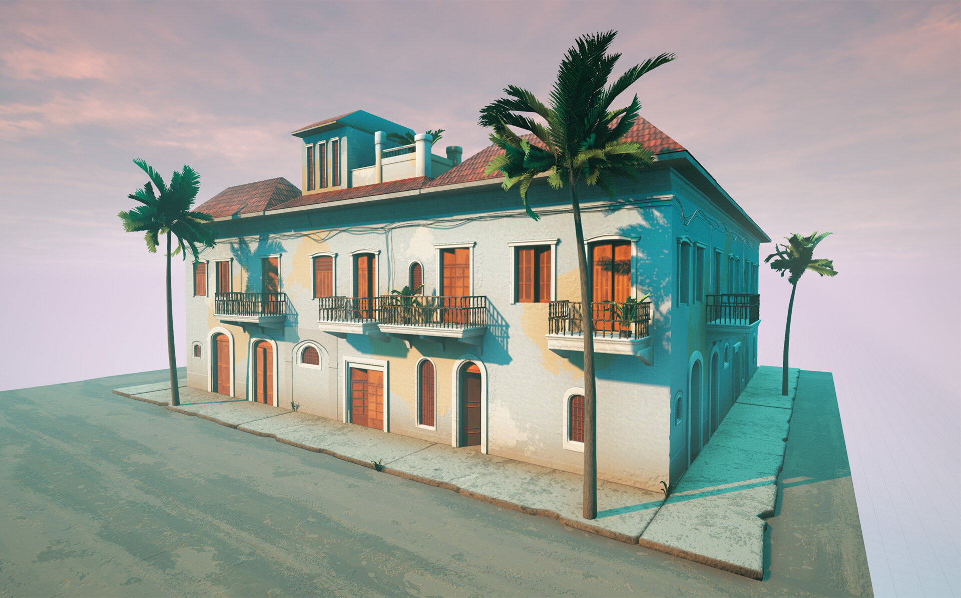 ArtStation - Modeling of Cuban House. 3d max. Unreal engine.