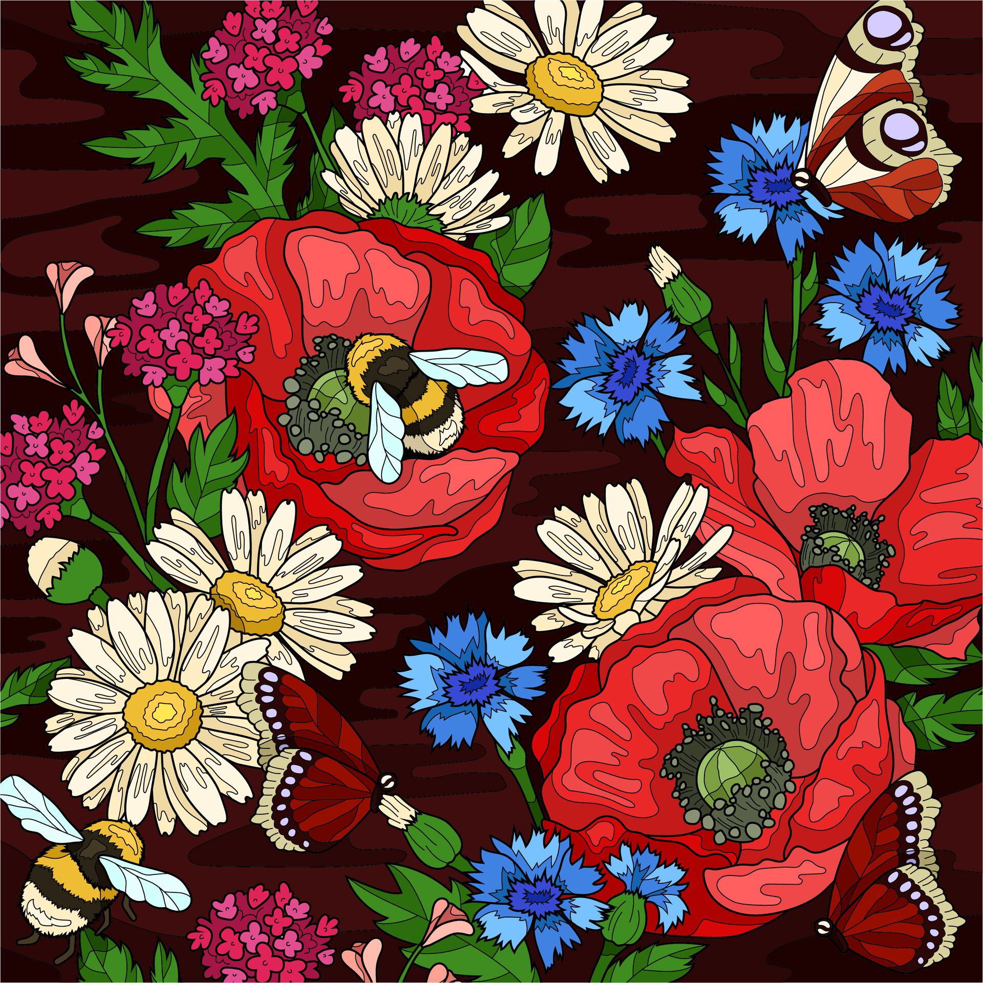 ArtStation - Flowers and bees