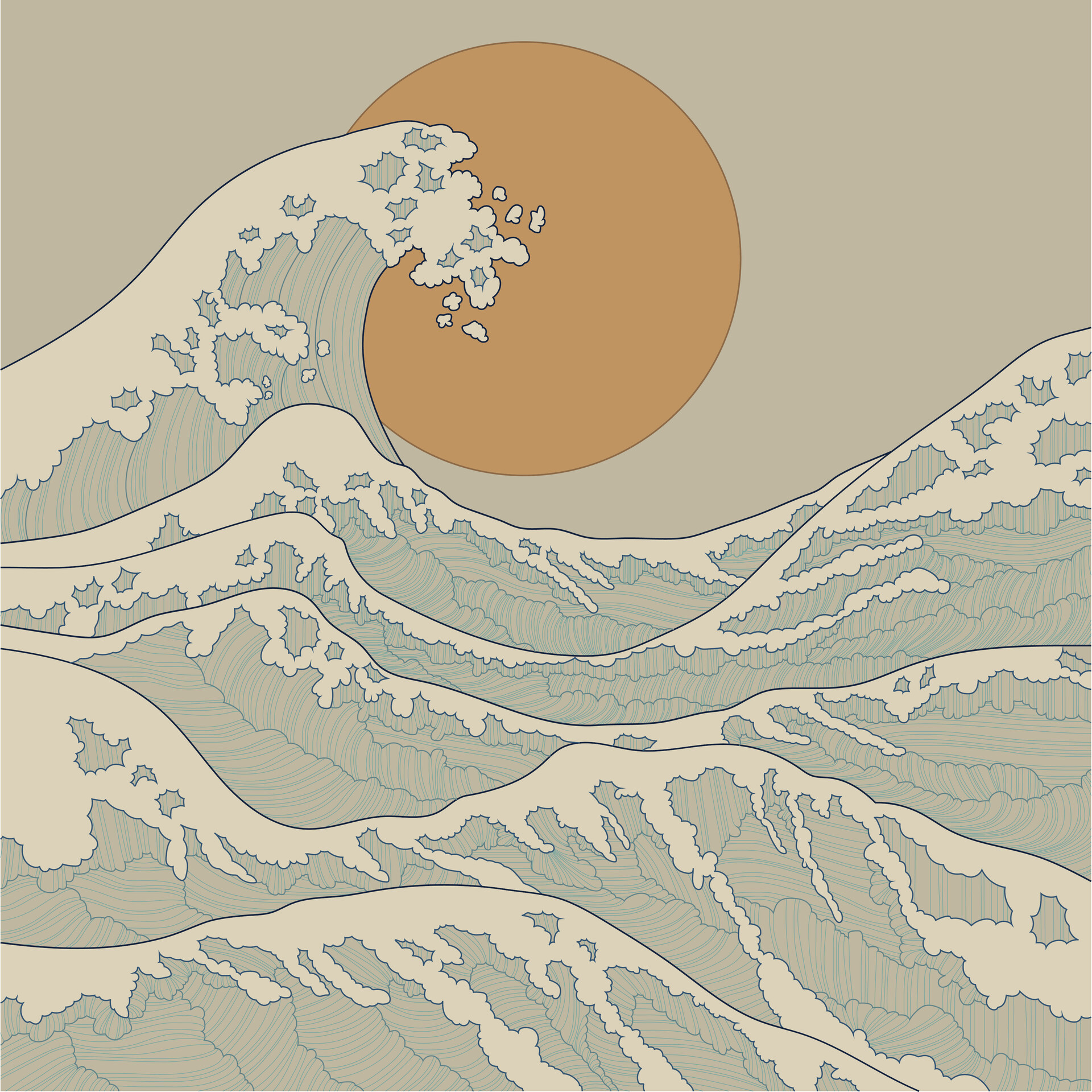 ArtStation - Japanese style waves