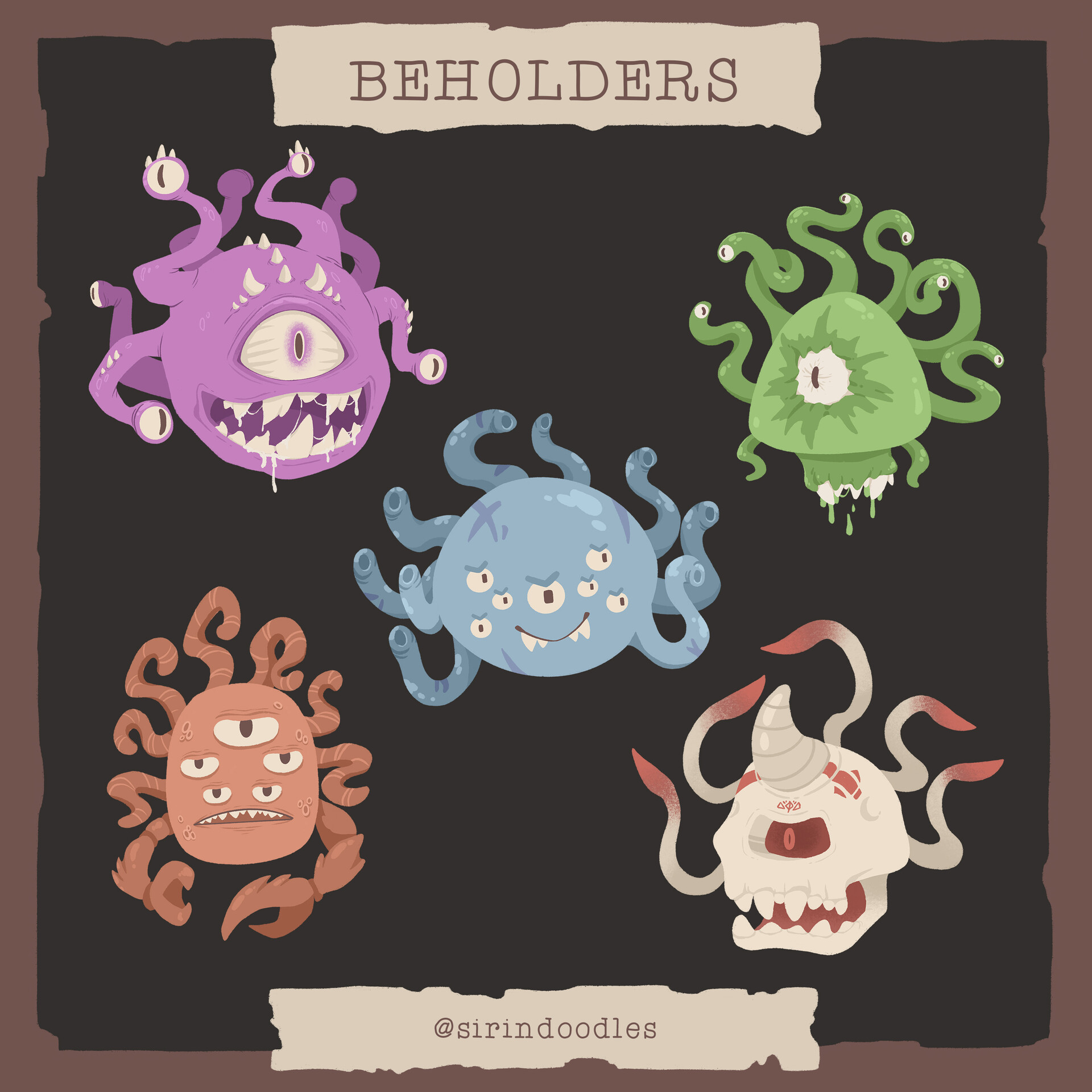 Sirin Doodles - D&D Beholders - Board Game Characters
