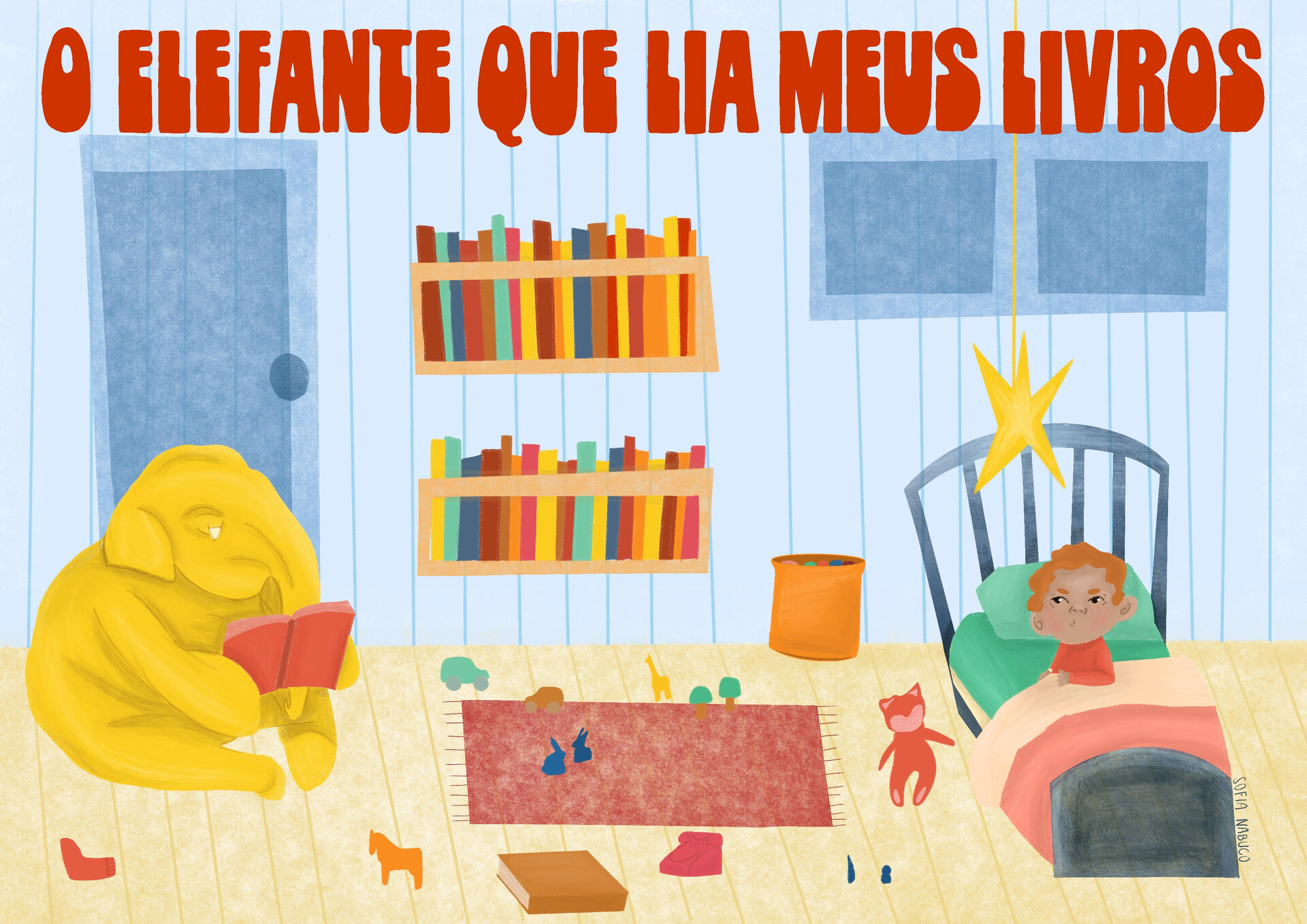 ArtStation - Children's book illustration, "the elephant who read my books"