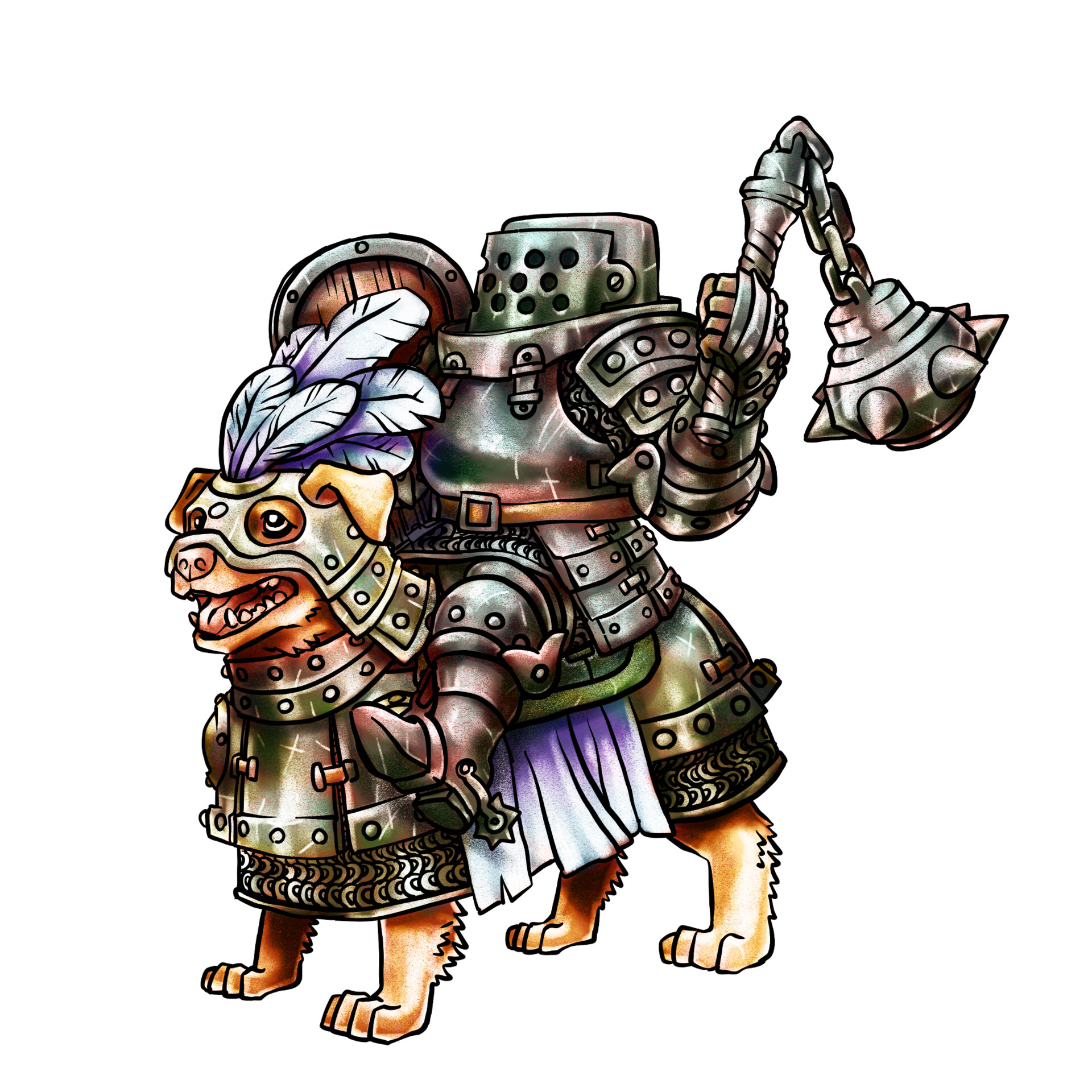 ArtStation - Gnome Knight Mounted on Australian Shepherd