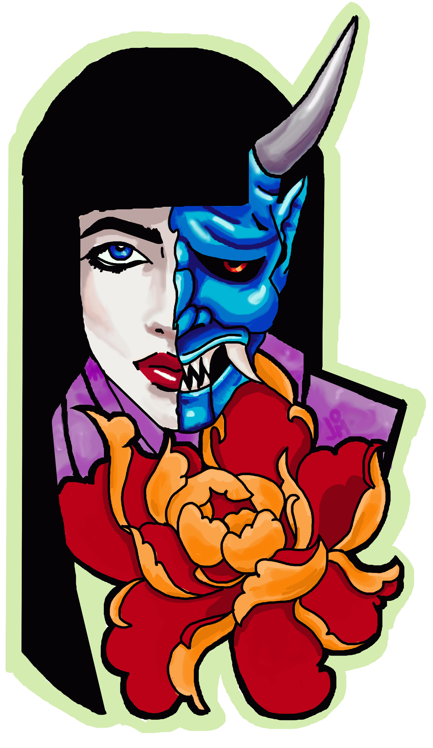 ArtStation - Woman with Oni Mask