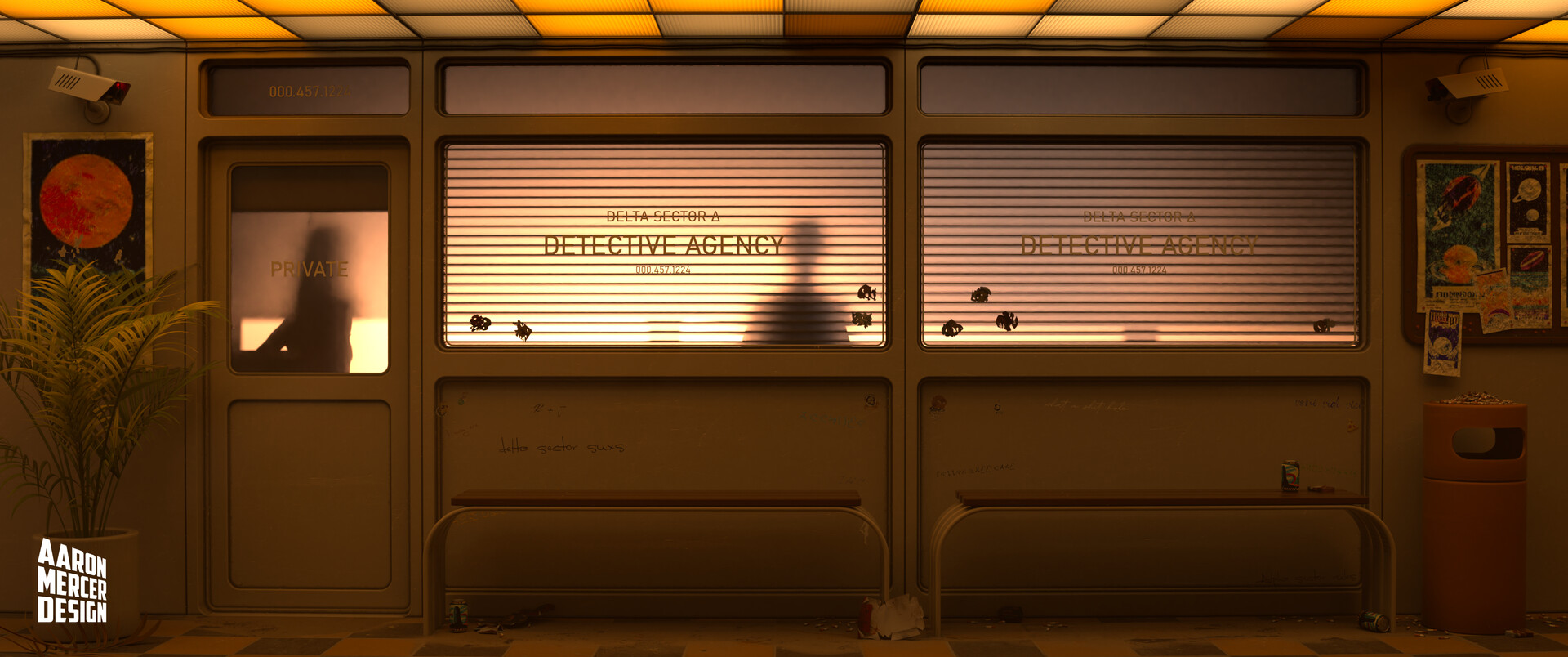 ArtStation - Delta Sector Δ - Detective Agency - Hallway