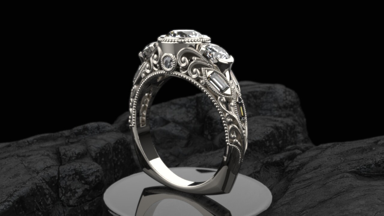 ArtStation - Diamond Scrollwork Custom Ring