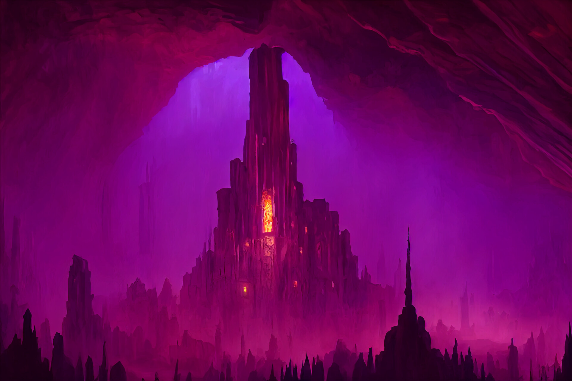 ArtStation - The Deep Fortress-Forge of Xi'Vijaerl, Underdark (Midjourney)