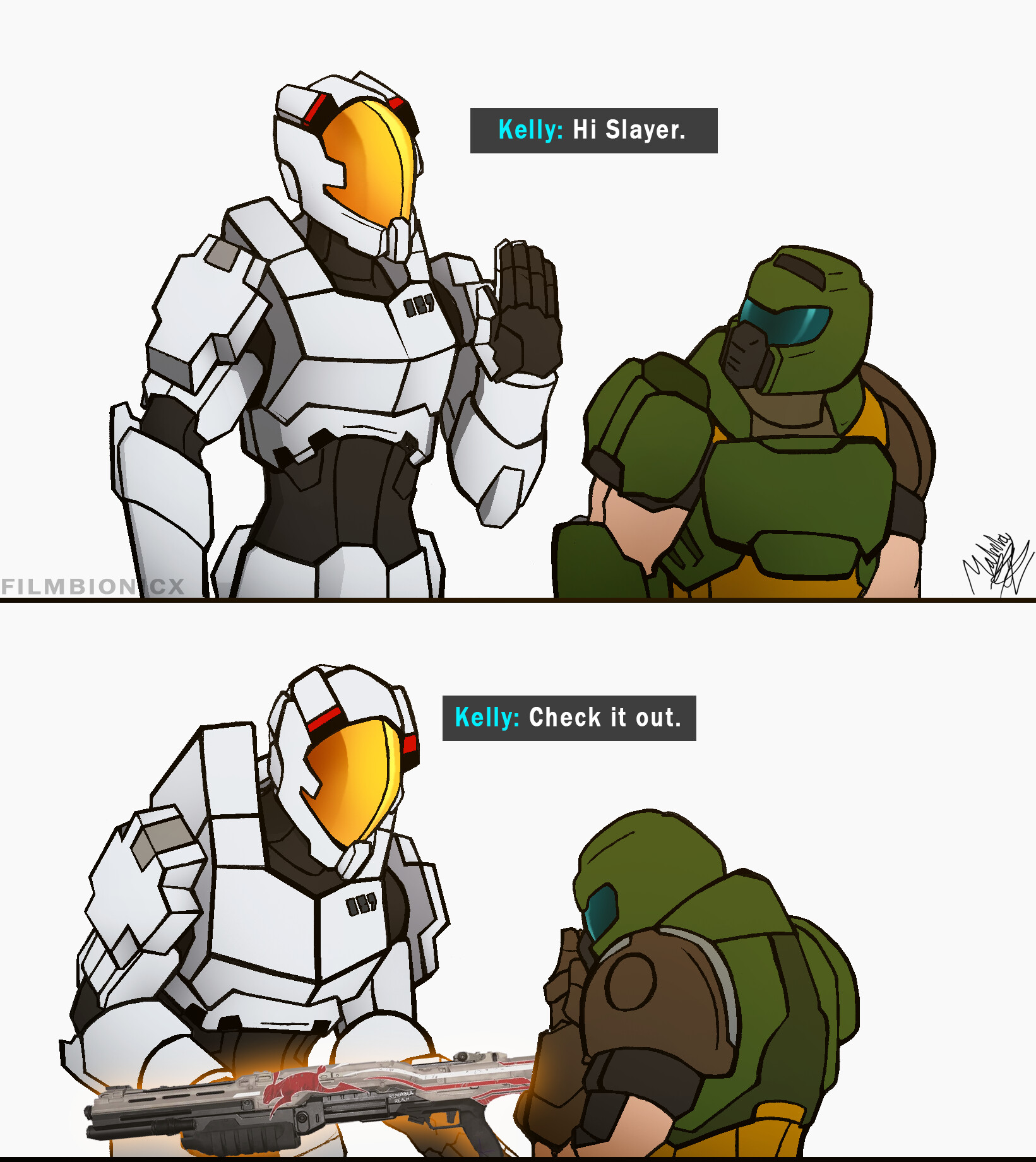 ArtStation - Doom guy makes friends