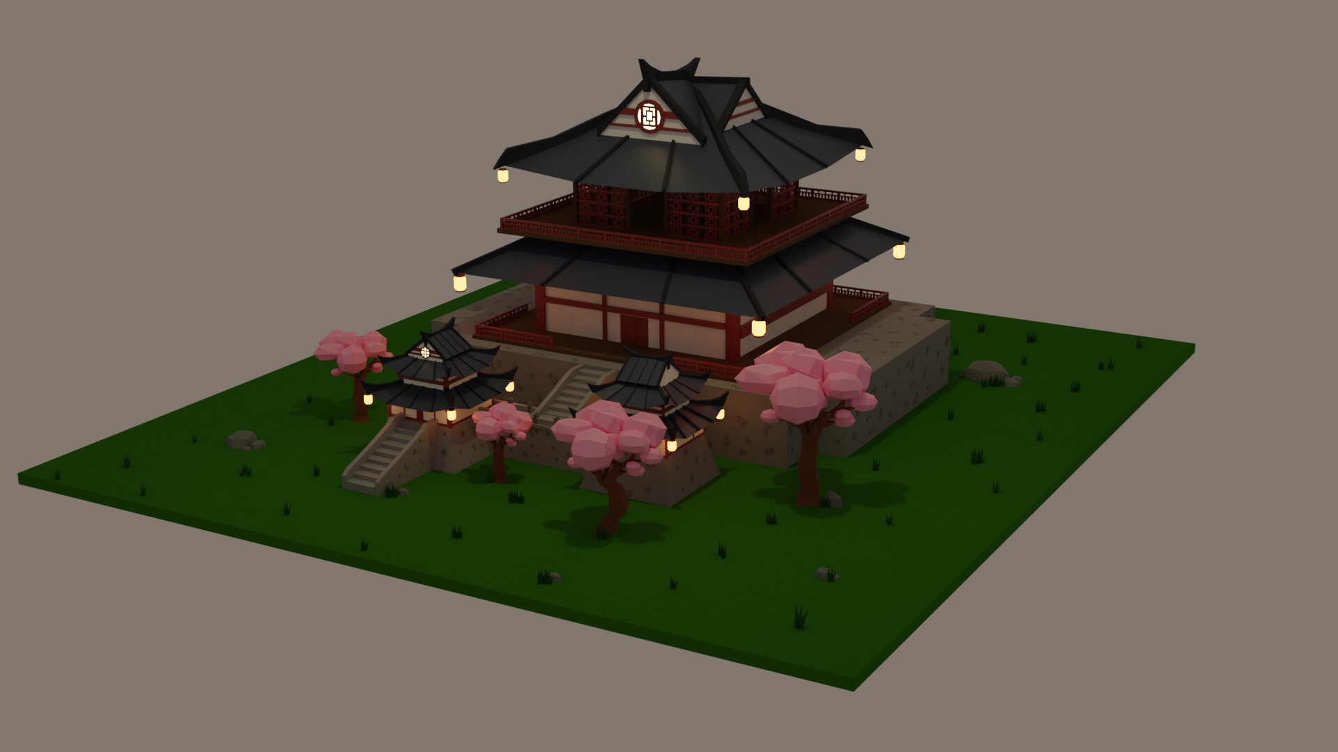 ArtStation - Low poly japanese castle