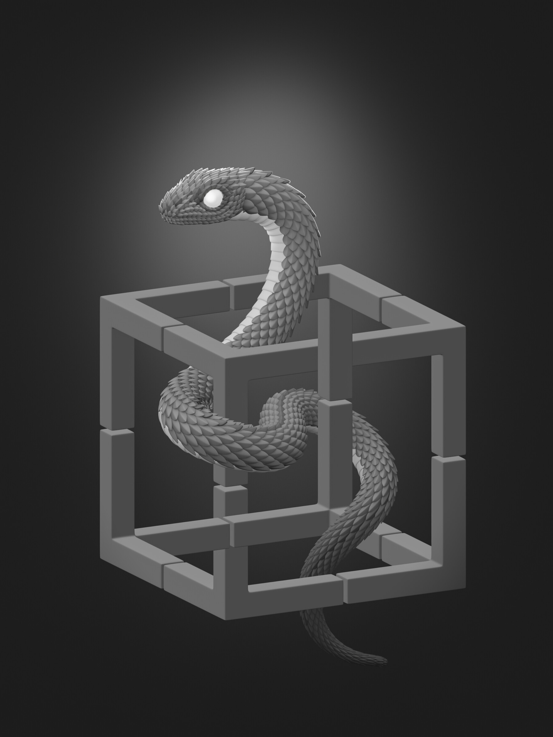 ArtStation - Impossible Figure with Dragon Snake