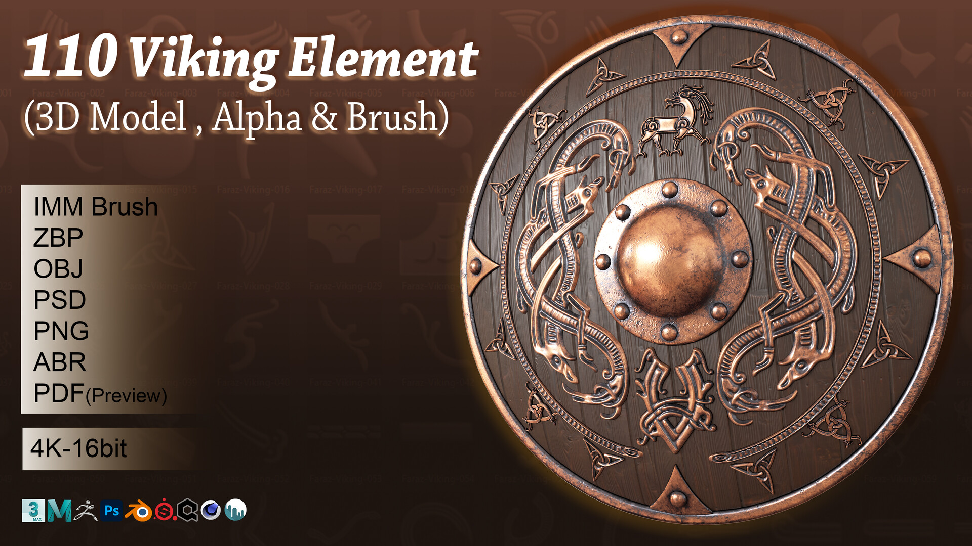 ArtStation - 110 Viking element alpha,brush & 3D Model