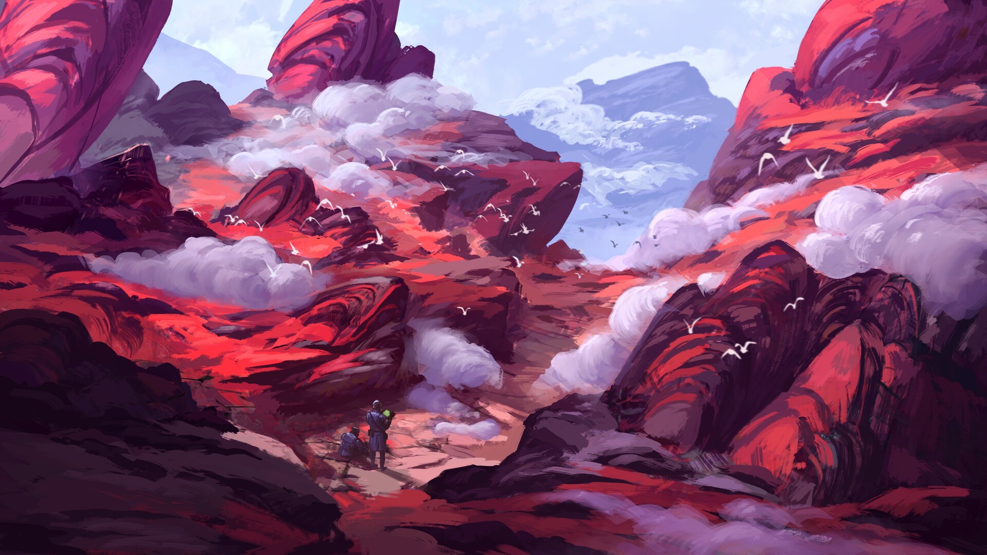 ArtStation - Spikey Mountains painting practice