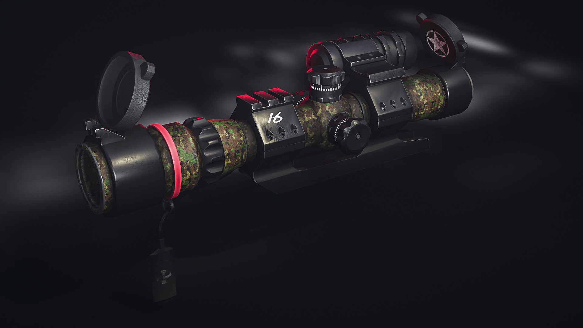 ArtStation - Lowpoly To Highpoly Detailes Baked_ Gun scope 3D Model