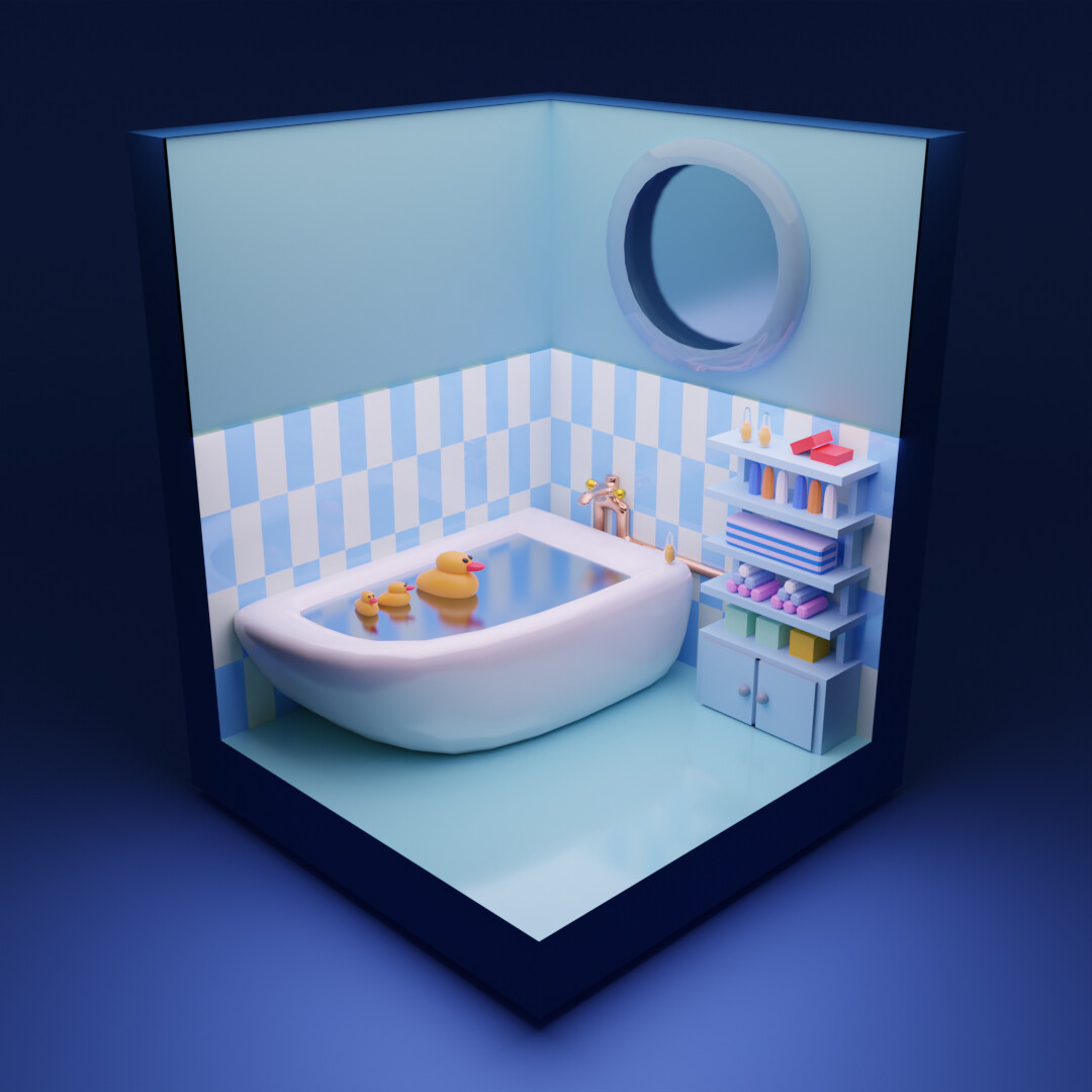 ArtStation - 3D Isometric Bathroom Model